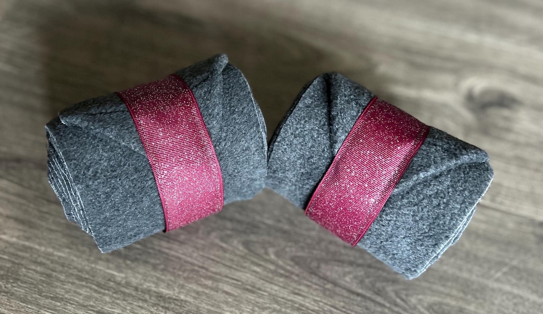 Dark Gray Lamb Leg Wraps With Sparkly Maroon Straps - Etsy