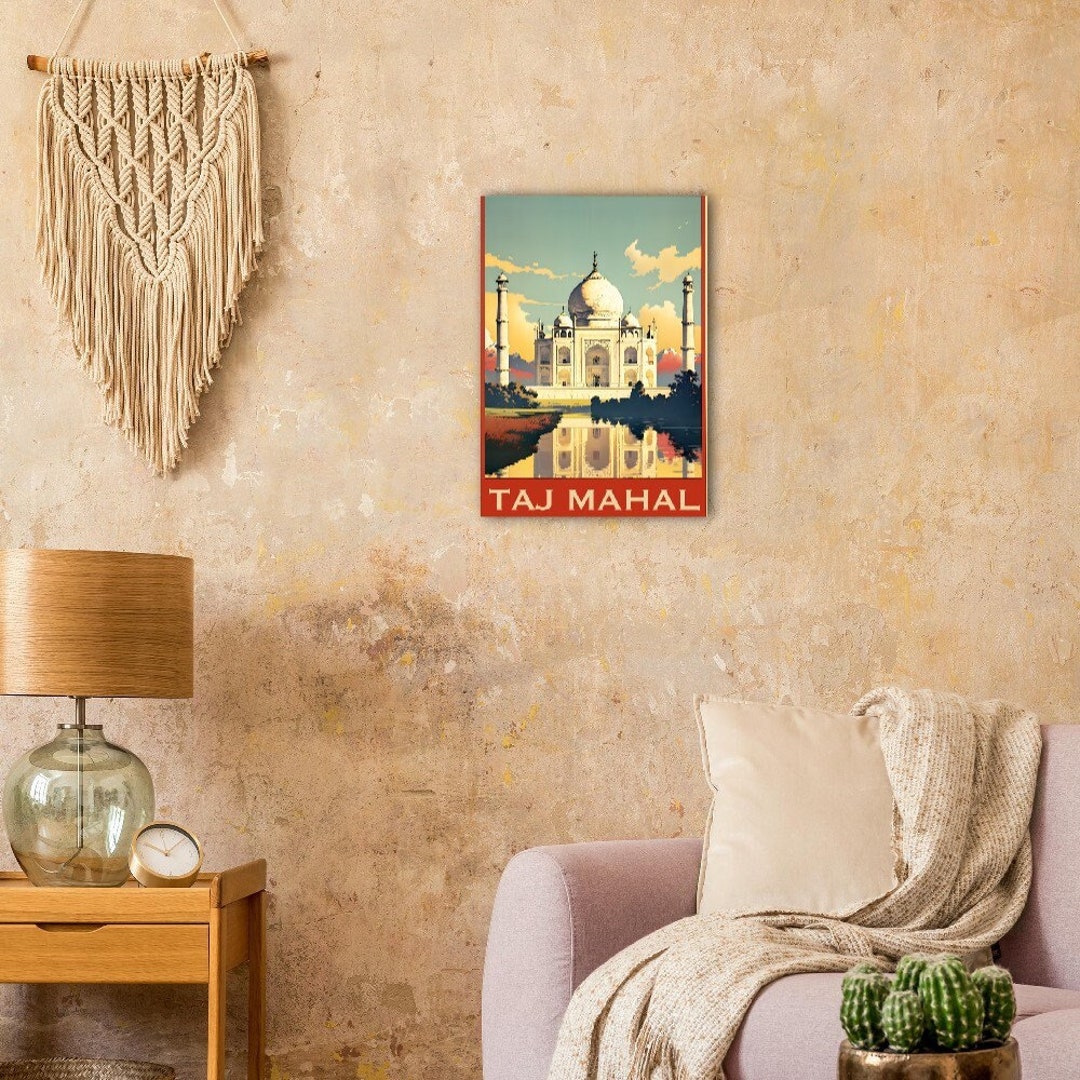 Taj Mahal Vintage Print | Taj Mahal Travel Poster | Wall Art | Poster ...