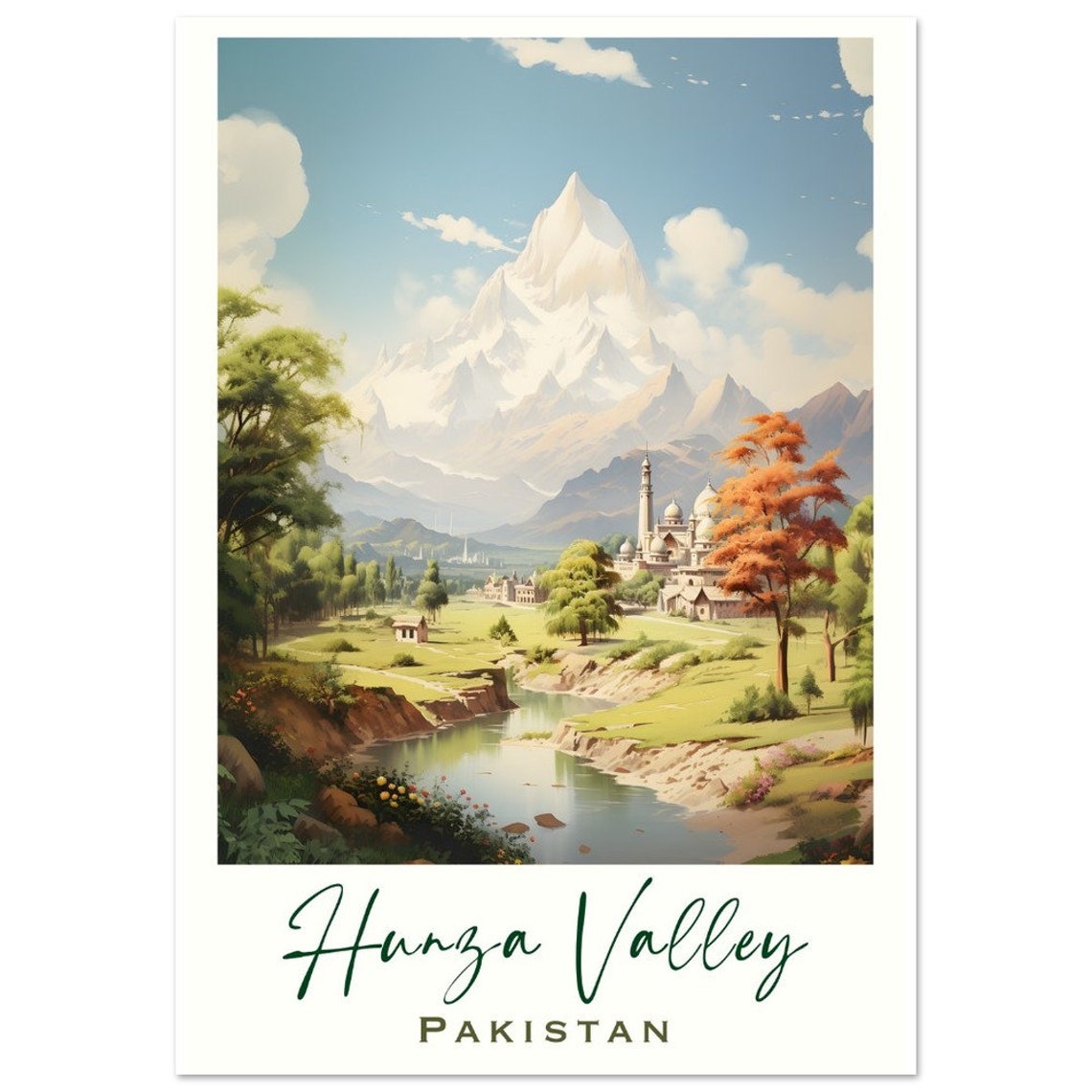 Pakistan Travel Poster | Hunza Valley | Vintage | Travel | Wall Art ...
