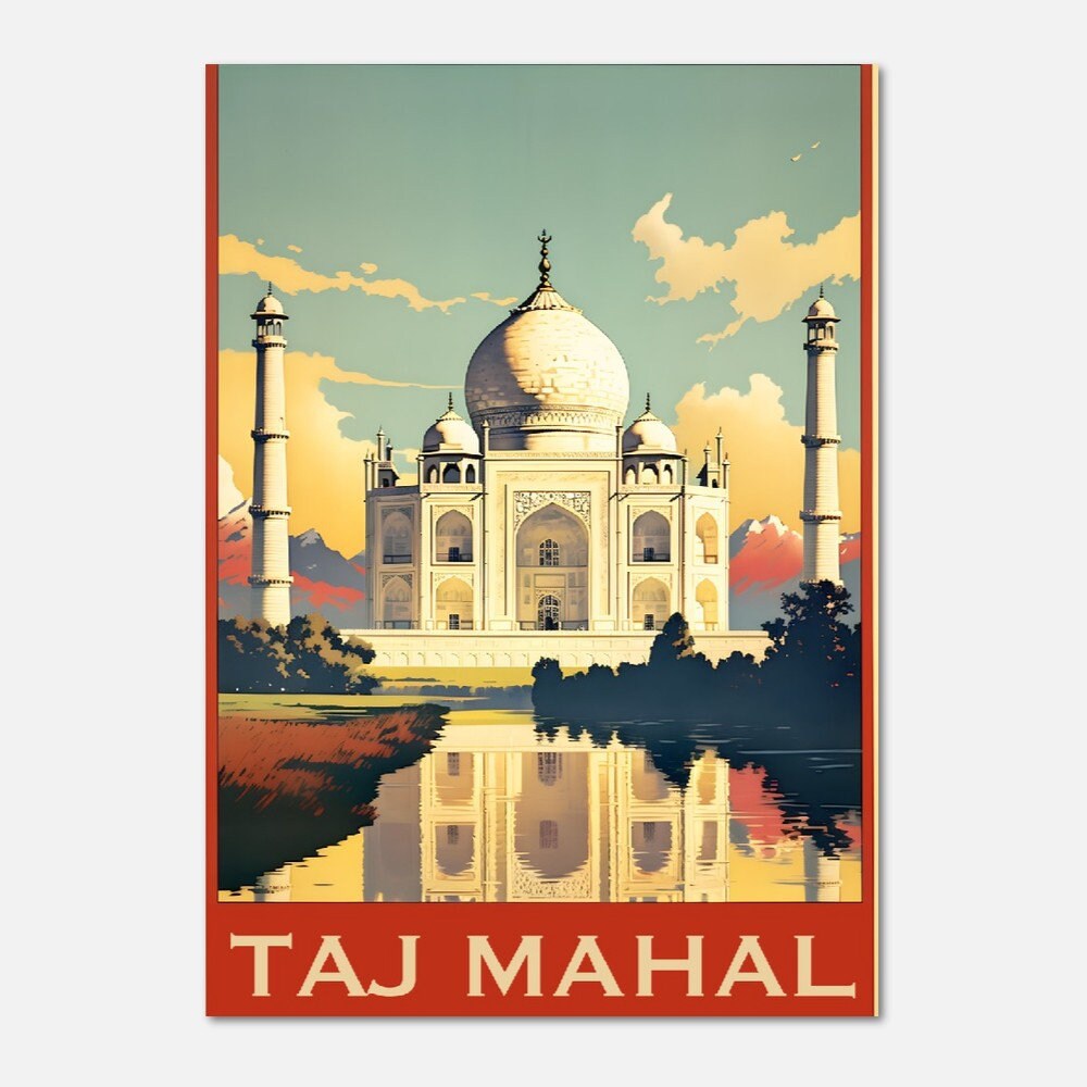 Taj Mahal Vintage Print | Taj Mahal Travel Poster | Wall Art | Poster ...