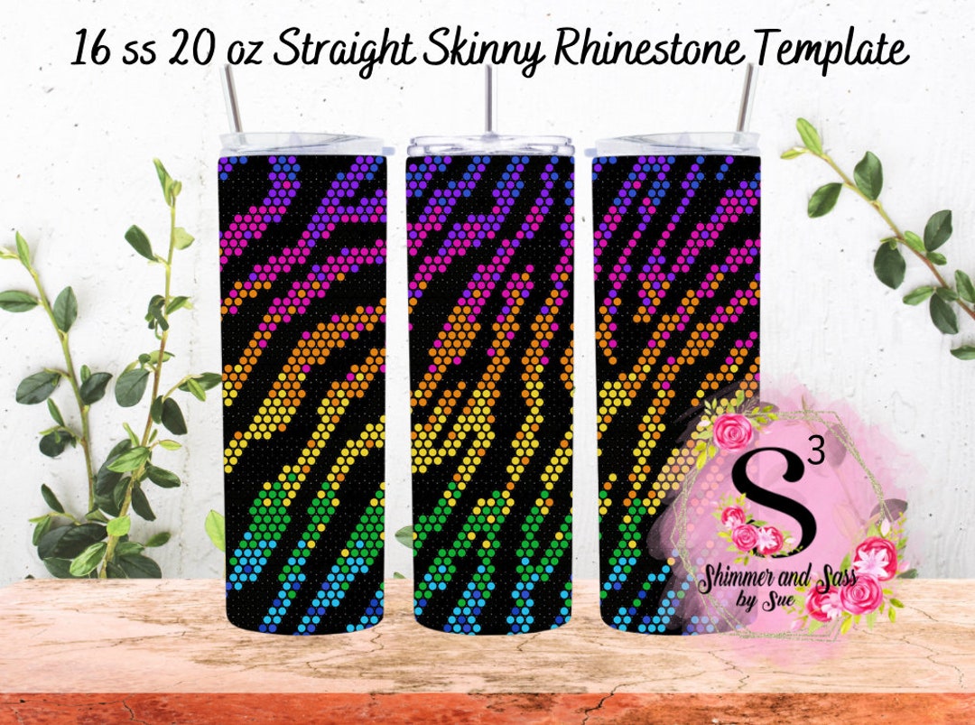 16 Ss 20 Oz. Neon and White Zebra Rhinestone Tumbler Template Honeycomb ...