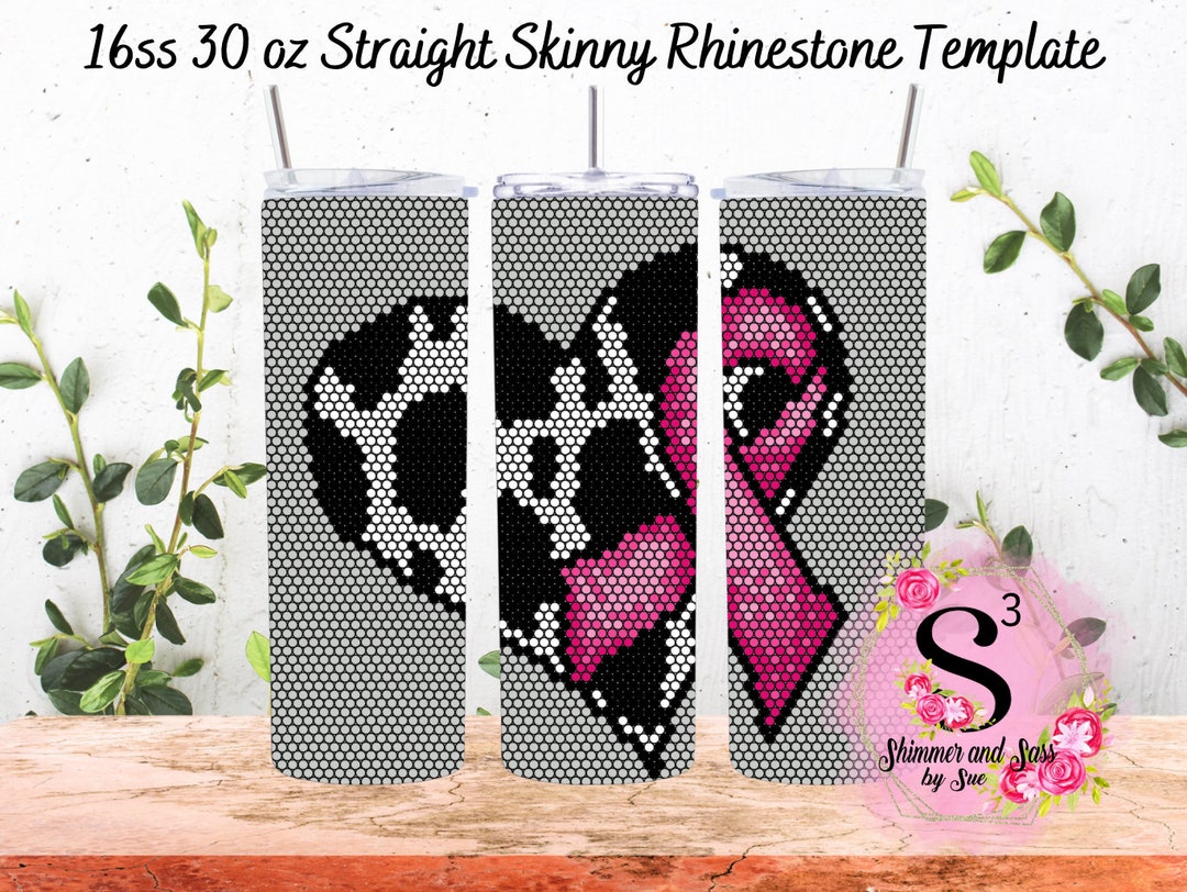 16 Ss 30oz. Cow Heart Breast Cancer Ribbon Rhinestone - Etsy