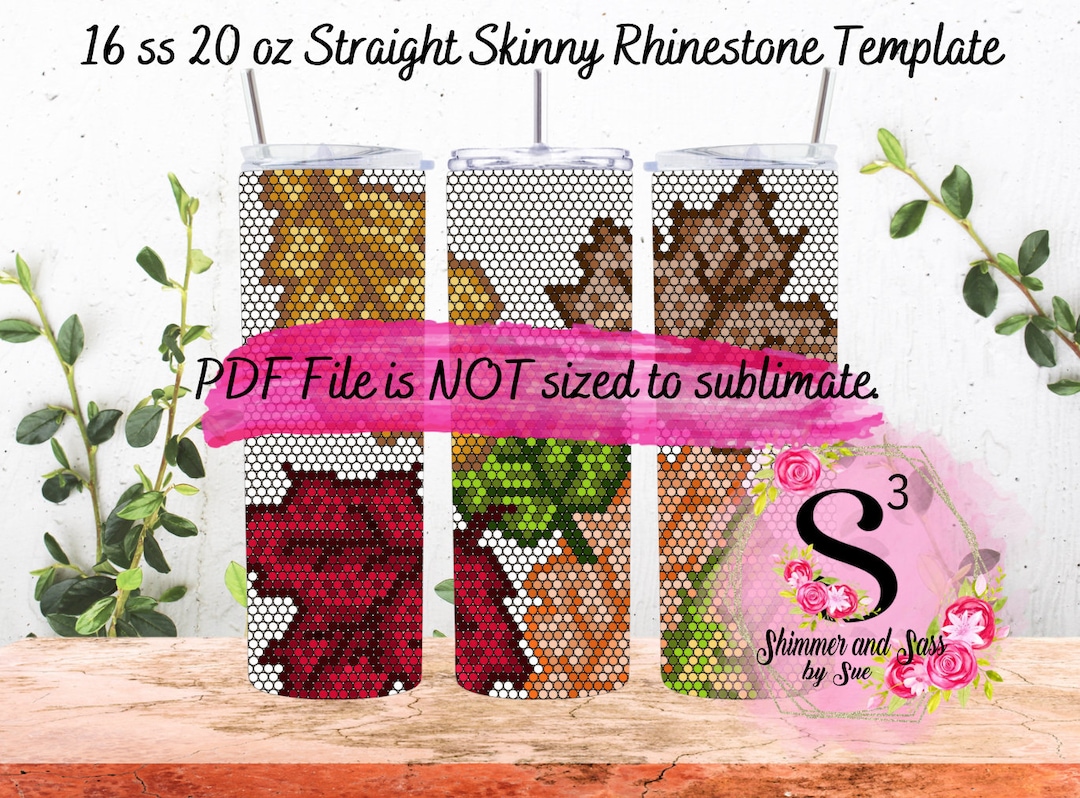16 Ss 20 Oz Falling Leaves Autumn Rhinestone Tumbler Template ...