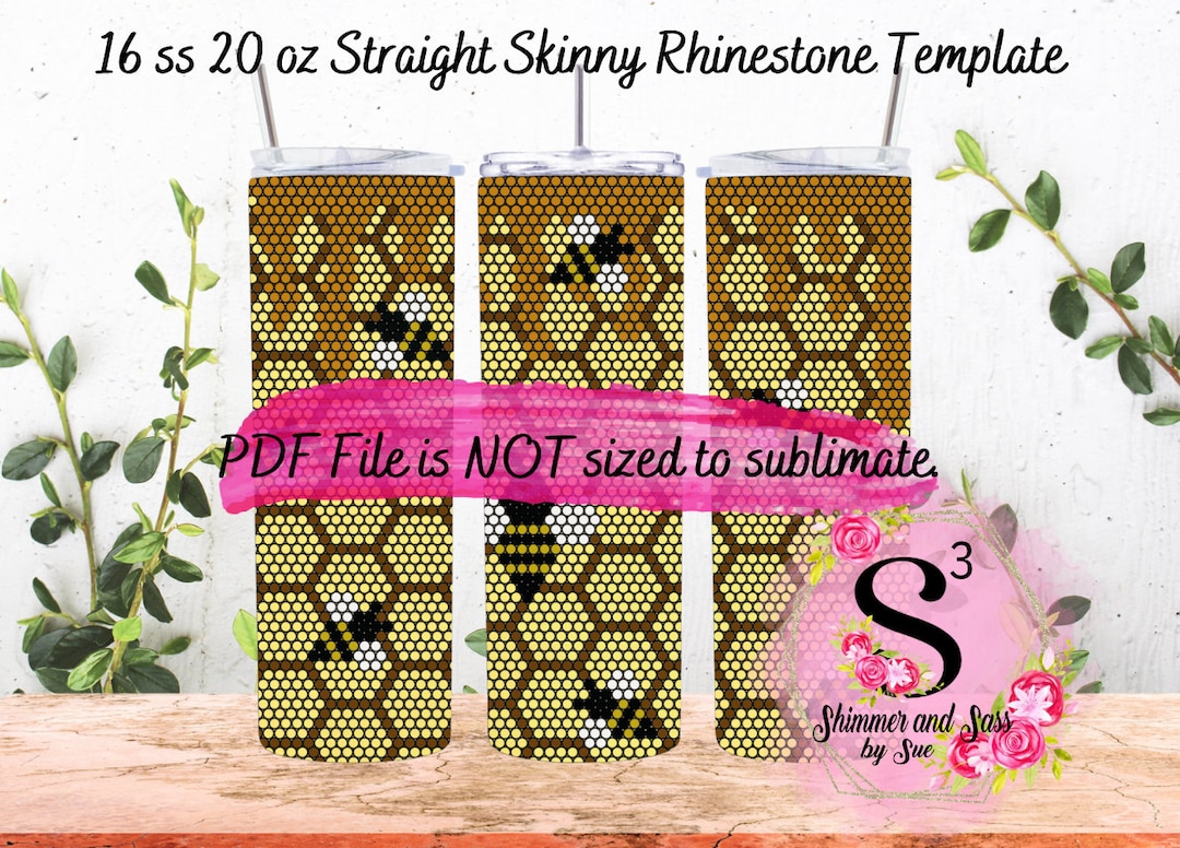 16 Ss 20 Oz. Honey Bees Rhinestone Tumbler Template - Honeycomb Method ...