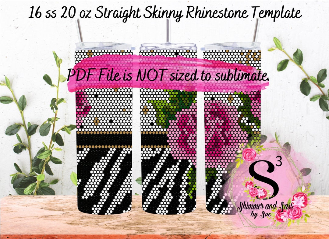 16 Ss 20 Oz. Pink Rose and Zebra Rhinestone Tumbler Template ...