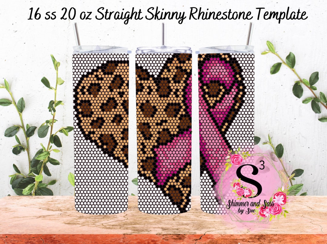 16 Ss 20 Oz. Leopard Heart Breast Cancer Ribbon Rhinestone Tumbler ...