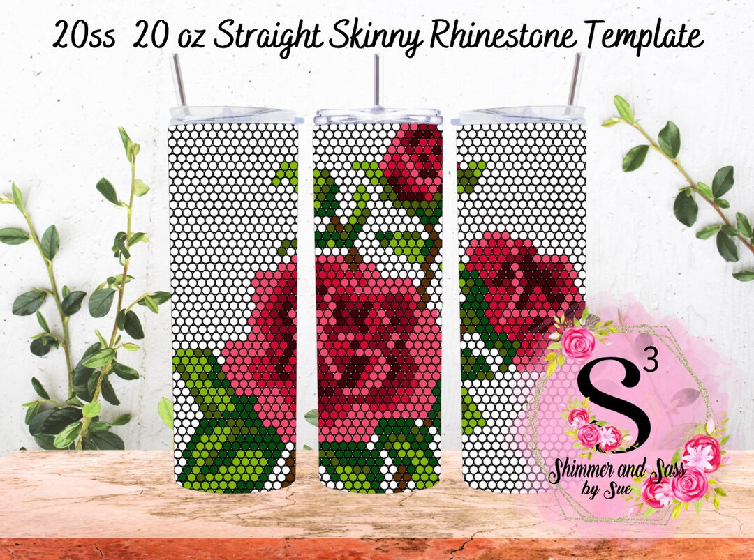 20 Ss 20 Oz. Red Rose Rhinestone Tumbler Template Honeycomb Method - Etsy