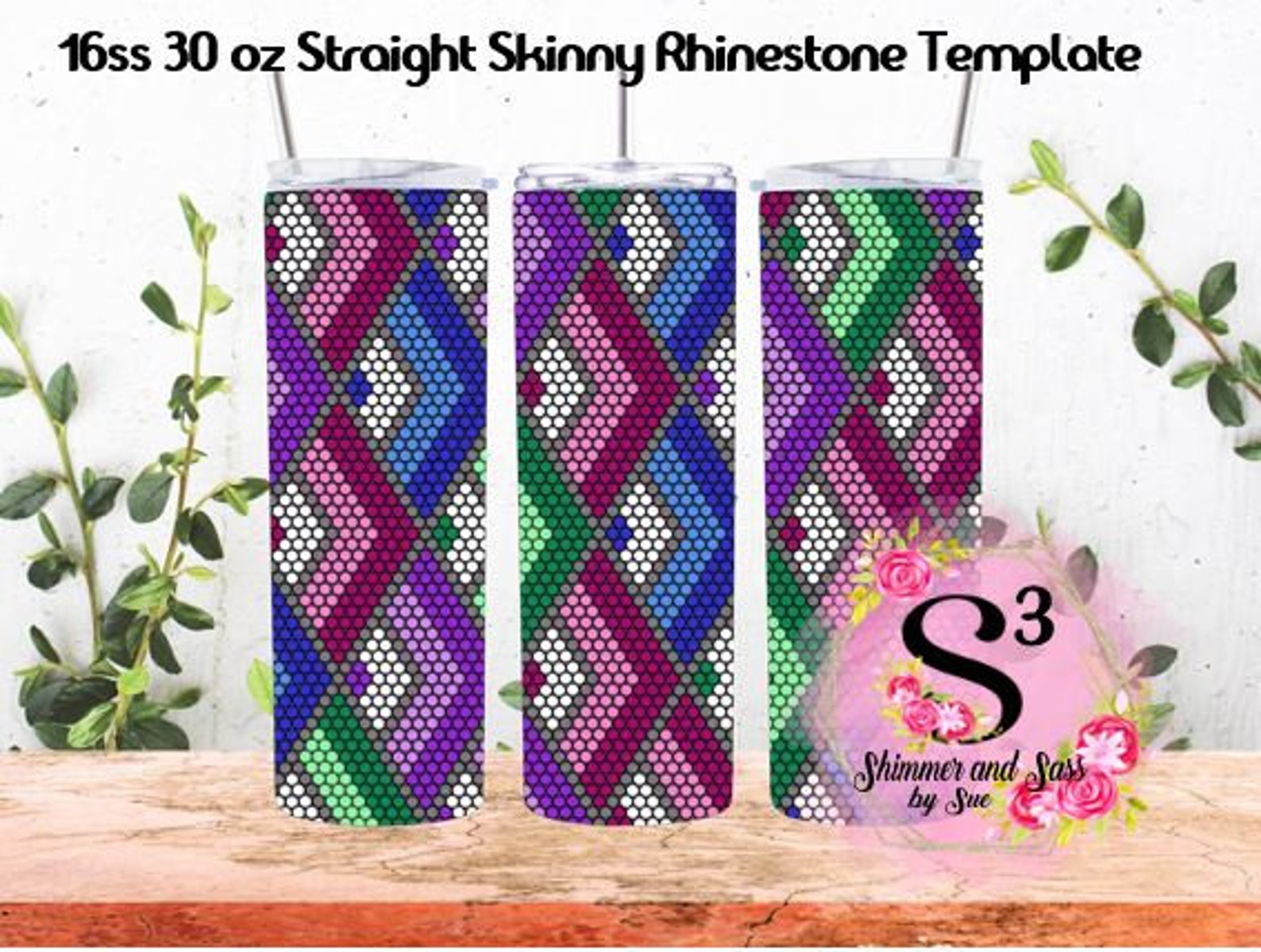 16 Ss 30 Oz. Dimensional Diamond Rhinestone Tumbler Template Honeycomb ...