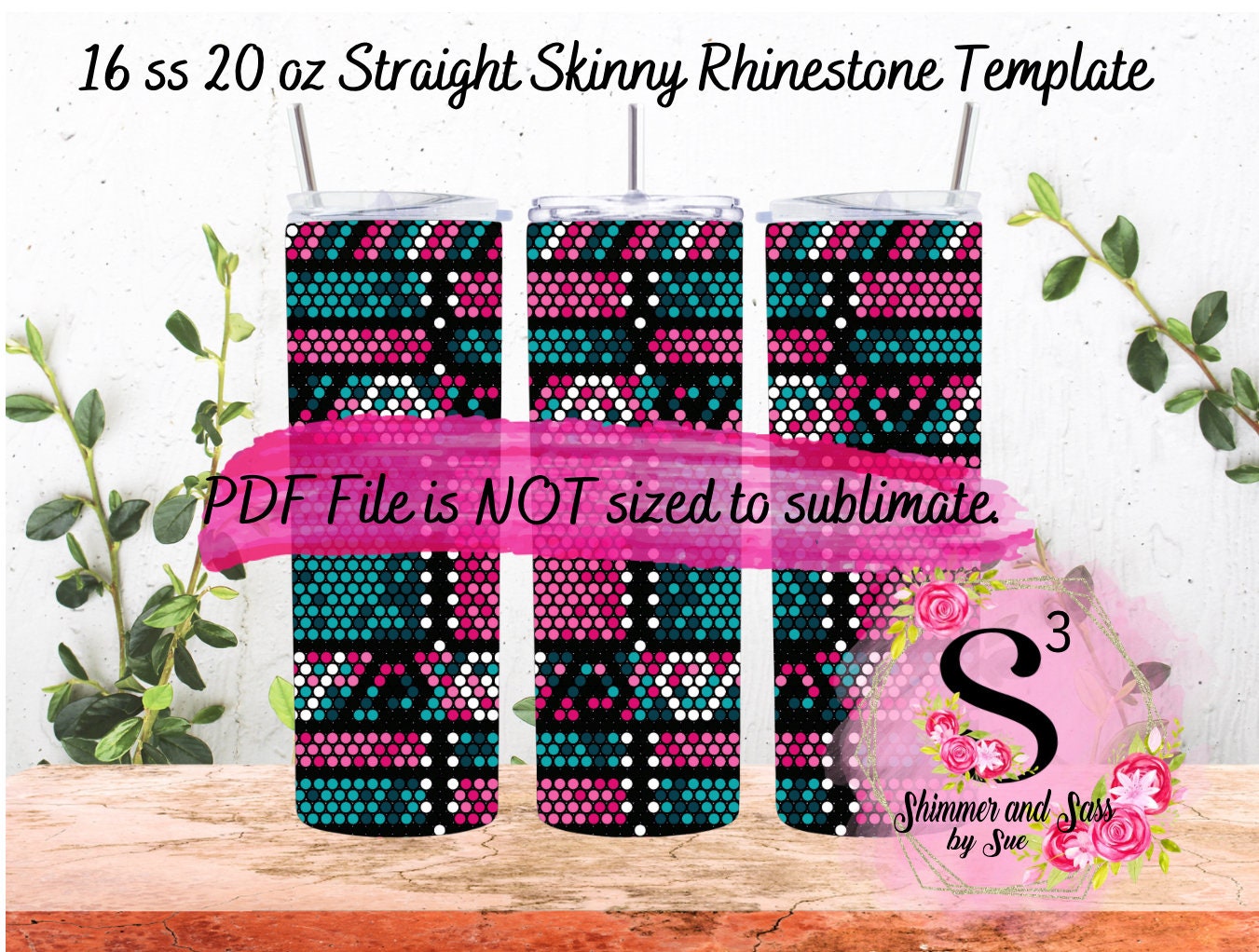 16 Ss 20 Oz. Ombre Columns Rhinestone Tumbler Template Honeycomb Method ...