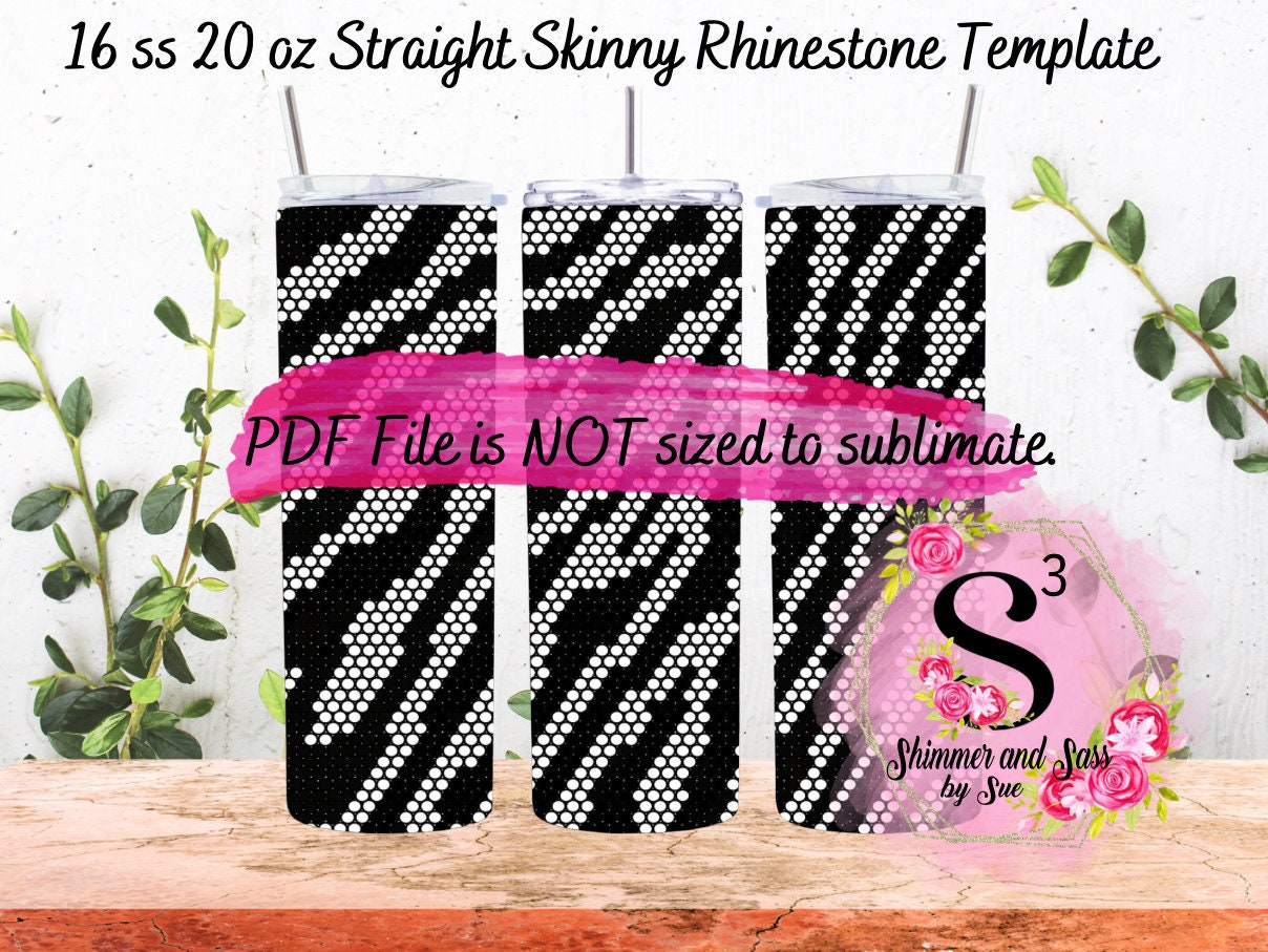 16 Ss 20 Oz. Neon and White Zebra Rhinestone Tumbler Template ...