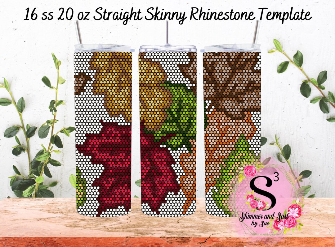 16 Ss 20 Oz Falling Leaves Autumn Rhinestone Tumbler Template Honeycomb ...