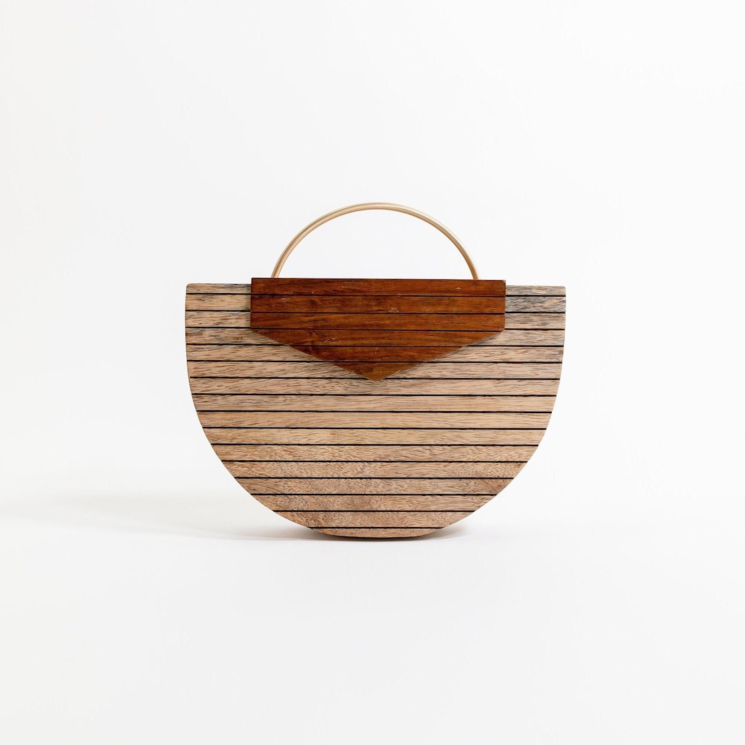 Handcrafted Wooden Arc Clutch: Elegant Statement Purse With Chain - Etsy