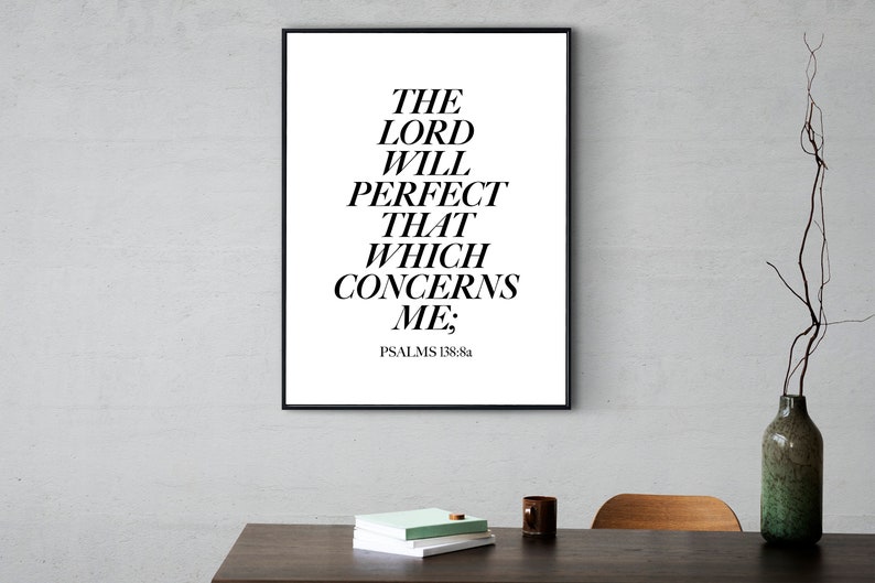 Psalms 138:8 Bible Verse Wall Art Scripture Wall Art Christian Home ...
