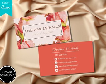 Business Card Template, Instant Download, Printable Business Card ...