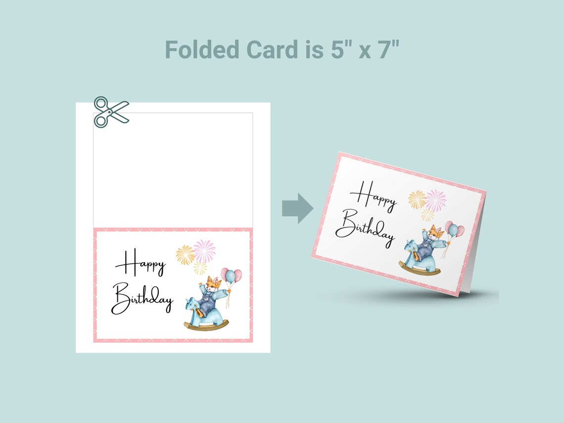 Printable Animal Birthday Cards for Kids, Instant Download, Birthday ...