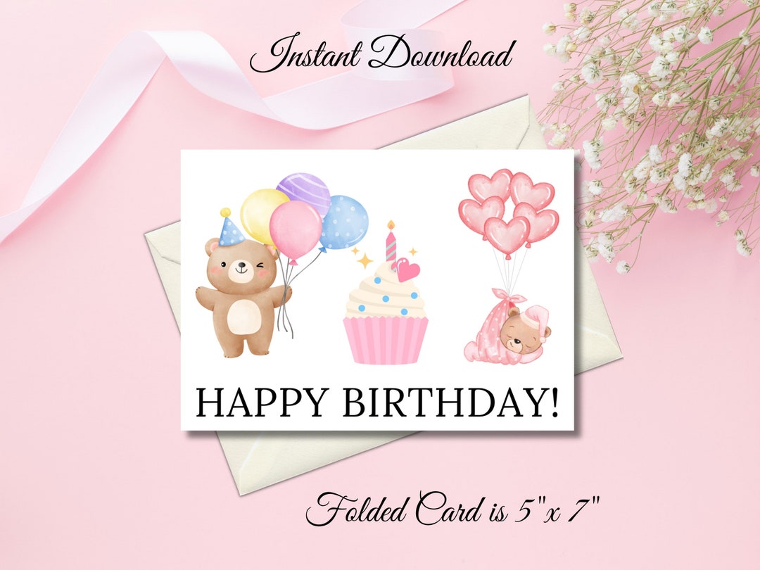 Birthday Card for Baby - Printable, Happy Birthday, Instant Download ...