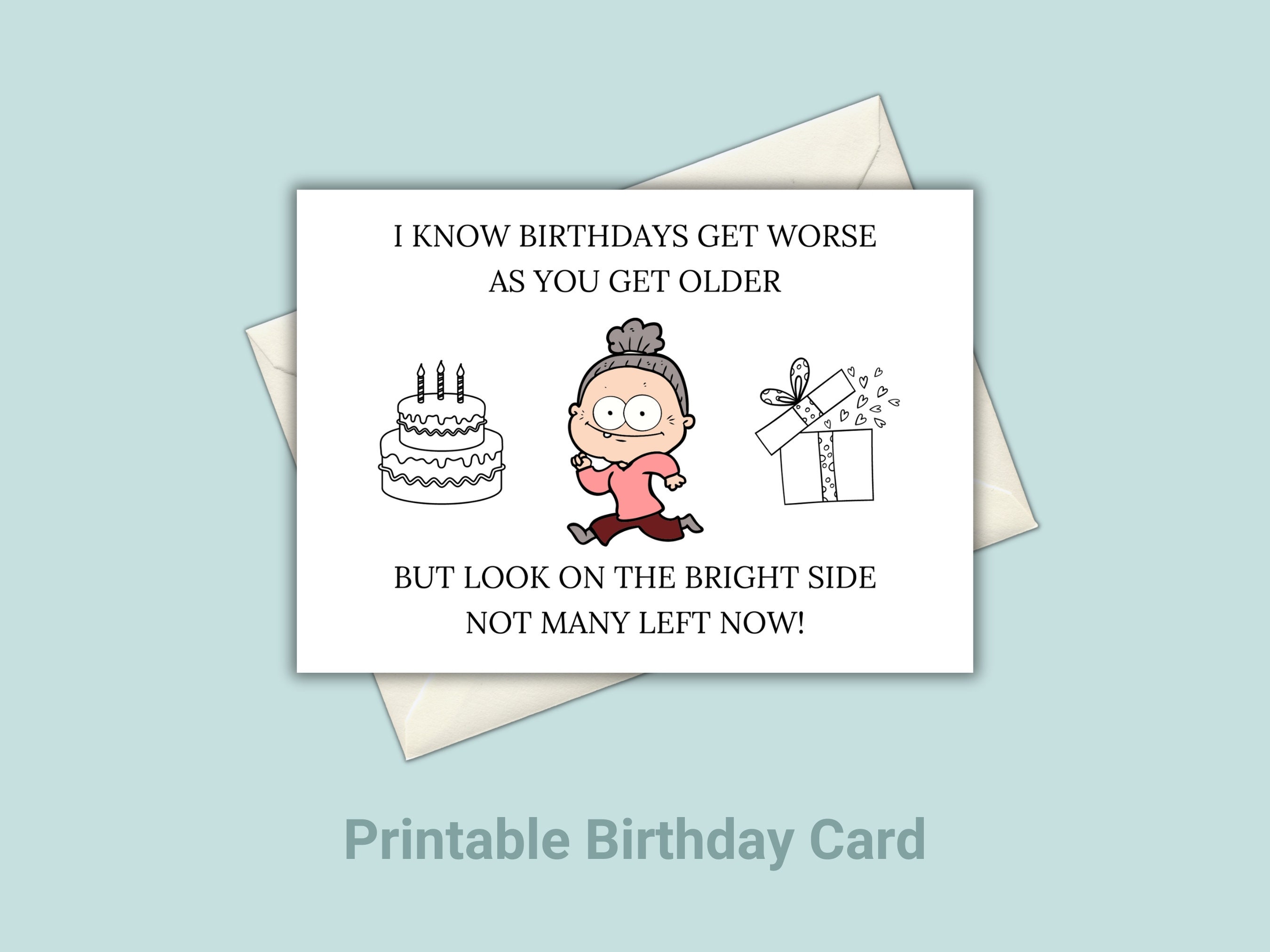 Funny Old Woman Birthday Greeting Card, Funny Birthday Card for Her ...