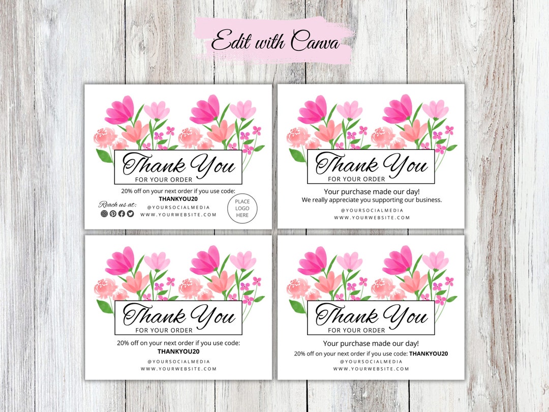 4 Thank You Card Bundle Small Business Thank You Card Etsy - Etsy