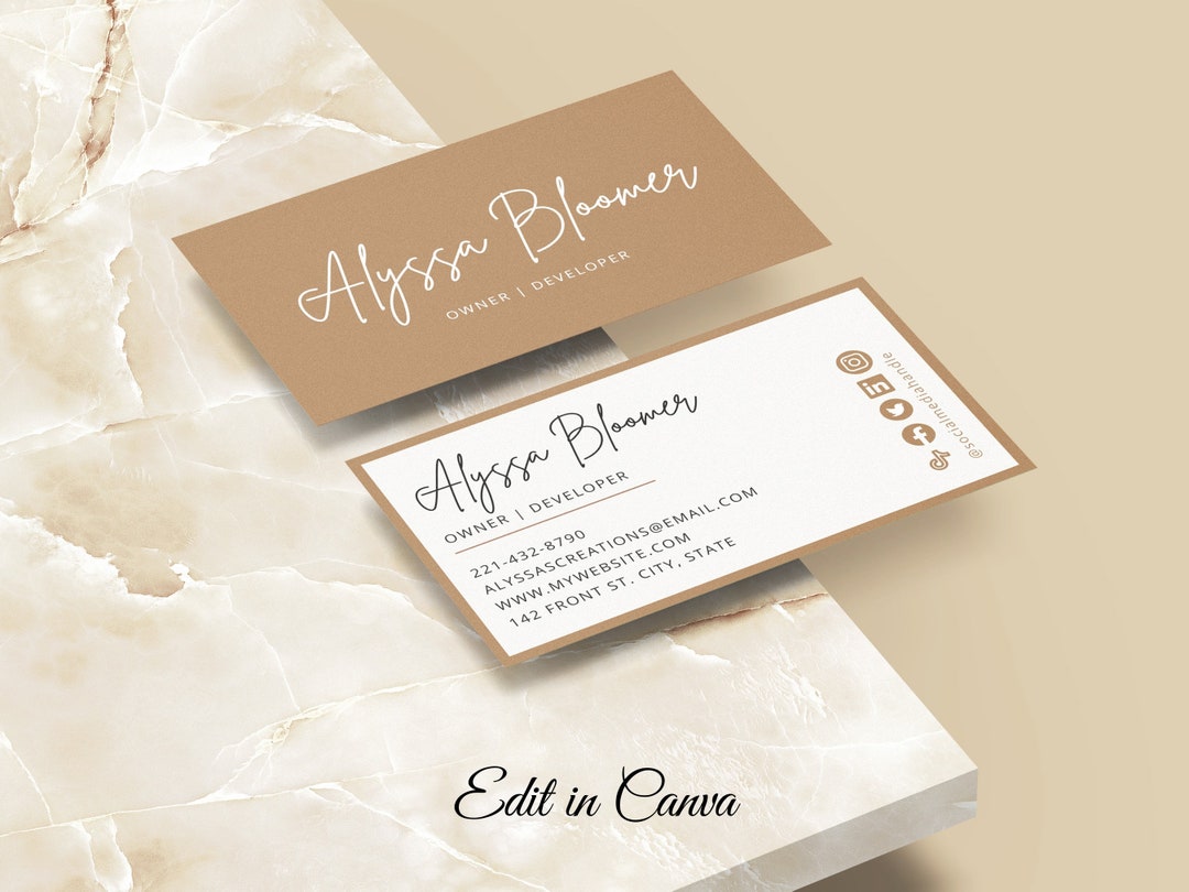 Printable Business Card, INSTANT DOWNLOAD, Small Business Card, DIY ...