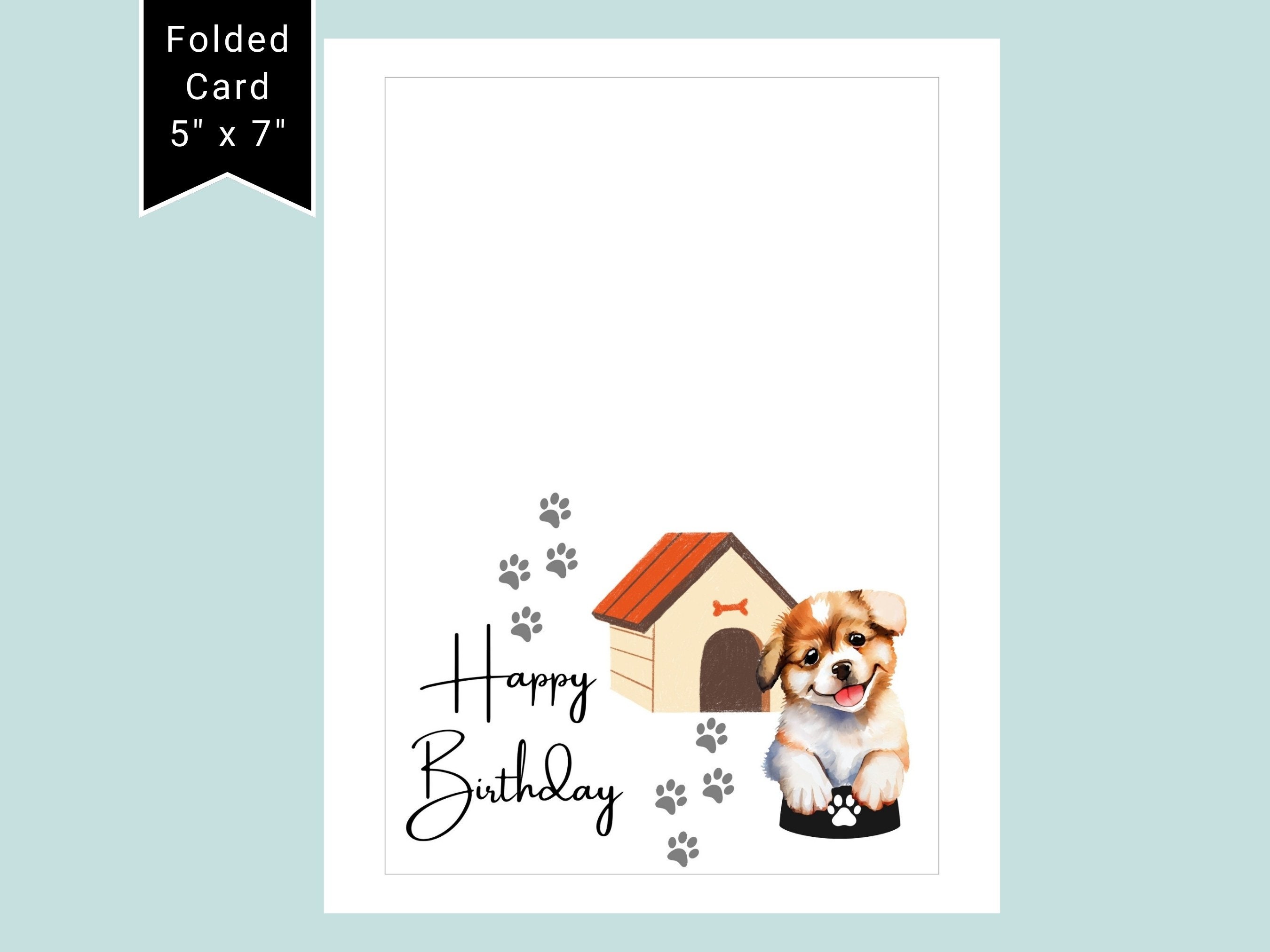 Printable Dog Birthday Card, Cute Dog Greeting Card, Instant Download ...