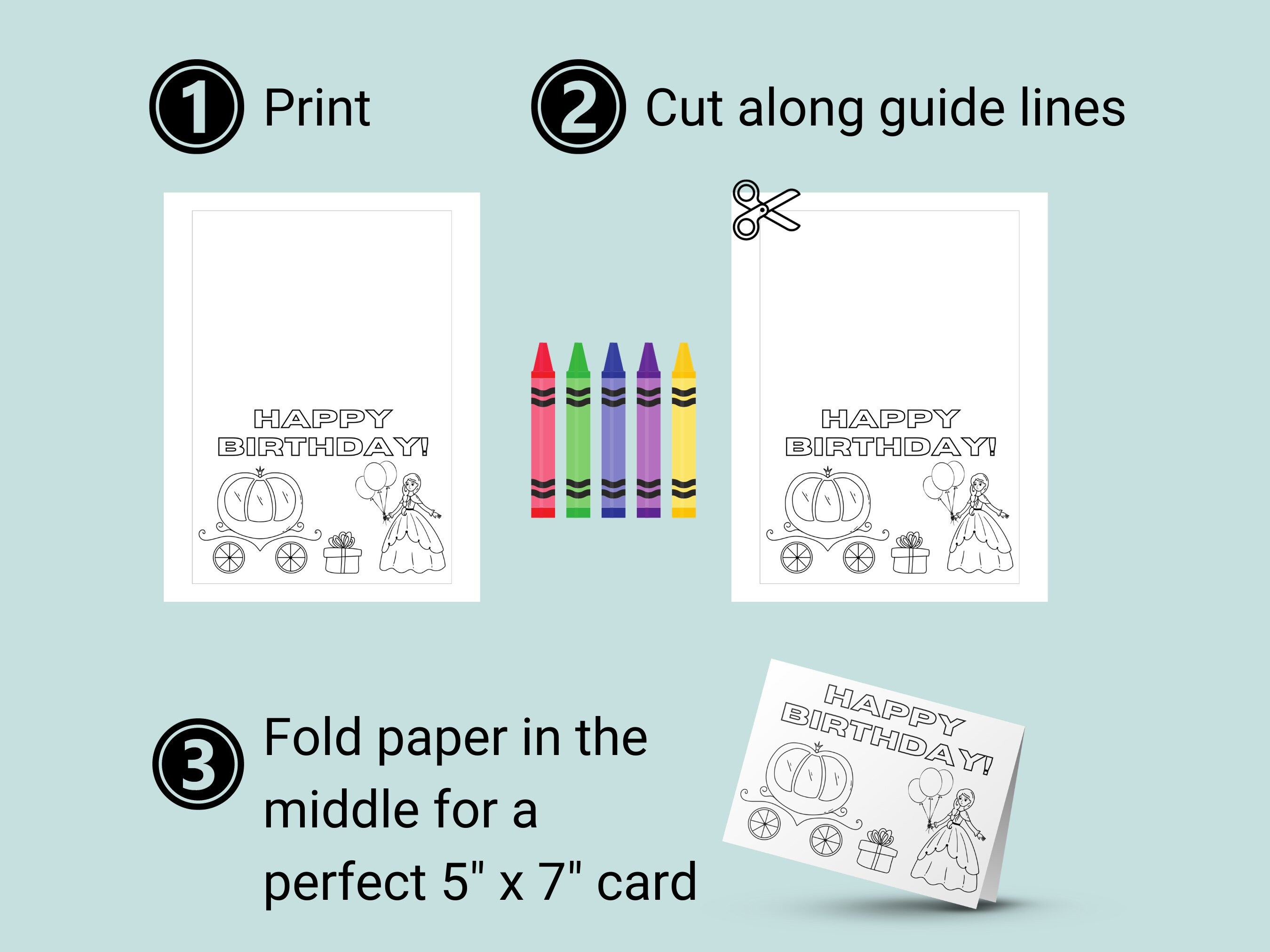 PRINTABLE Happy Birthday Coloring Card, Colorable Birthday Card ...