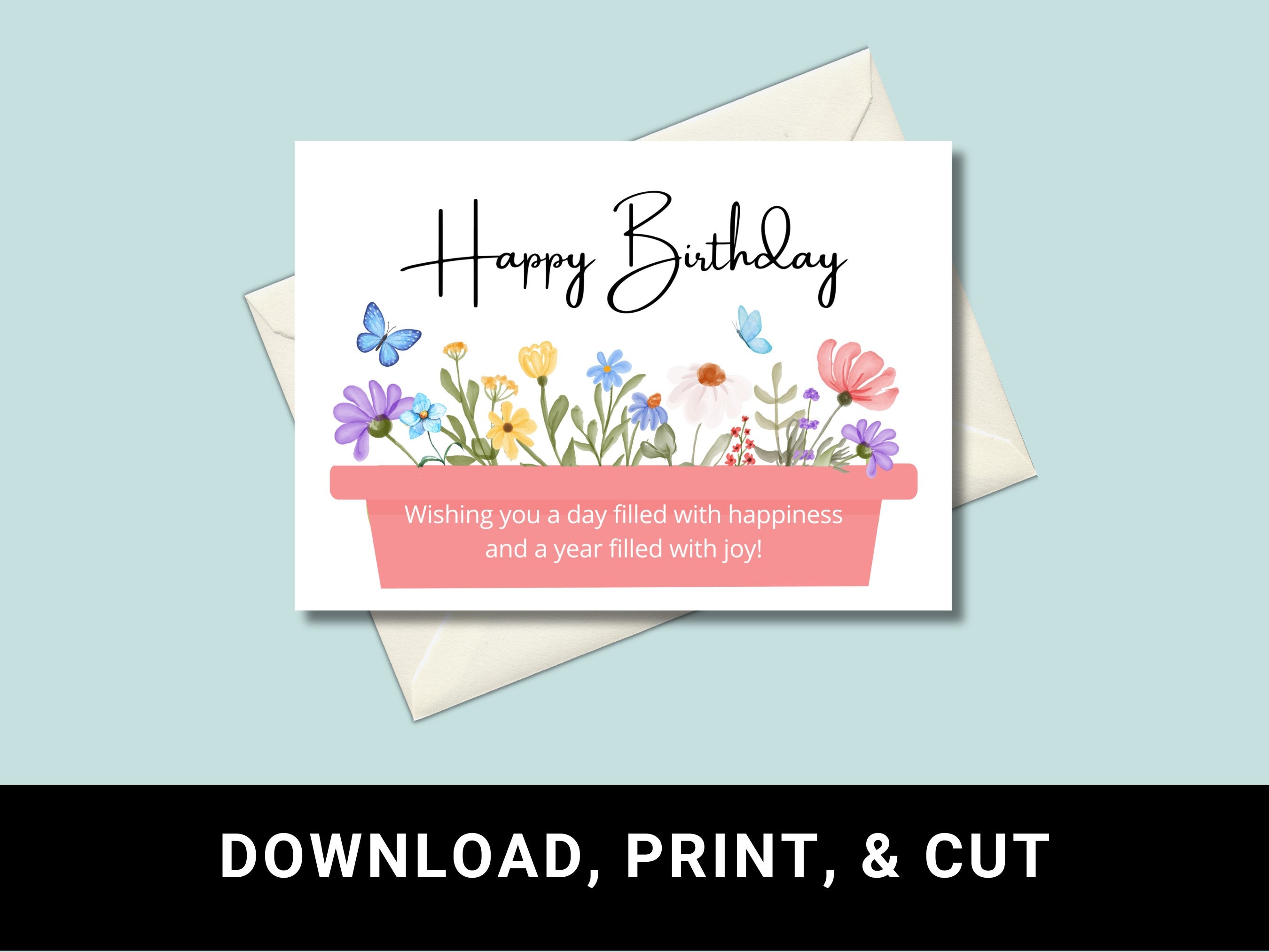 Happy Birthday Digital Printable Card Printable Card Digital Download ...