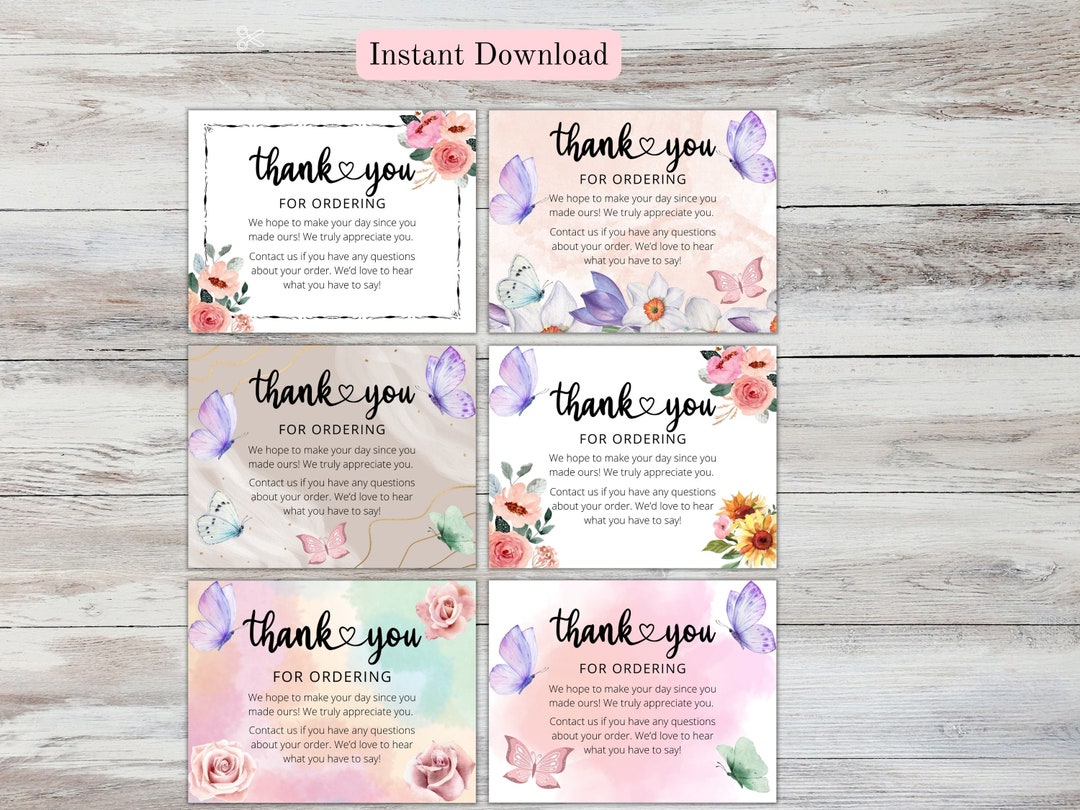 Printable Thank You Card, Small Business Supplies, Digital File ...