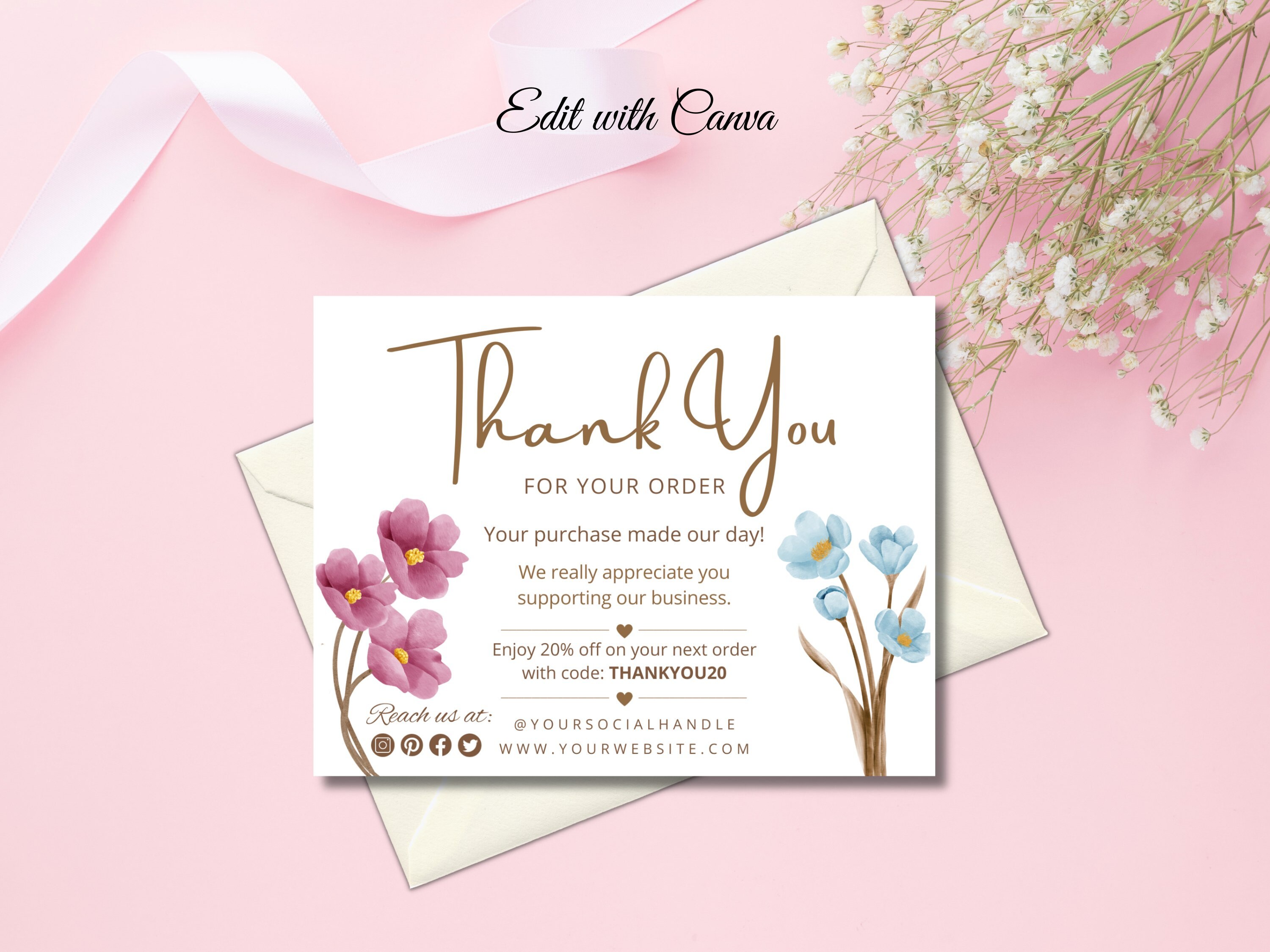 9 Small Business Thank You Cards, Instant Download, Package Insert ...