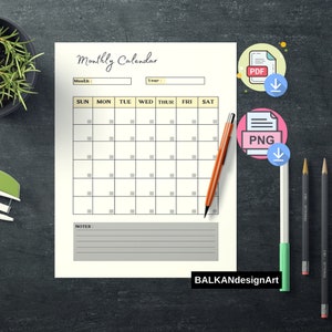 Simple Monthly Calendar, 2024, Png-pdf, Digital Calendar, Printable, A4 ...