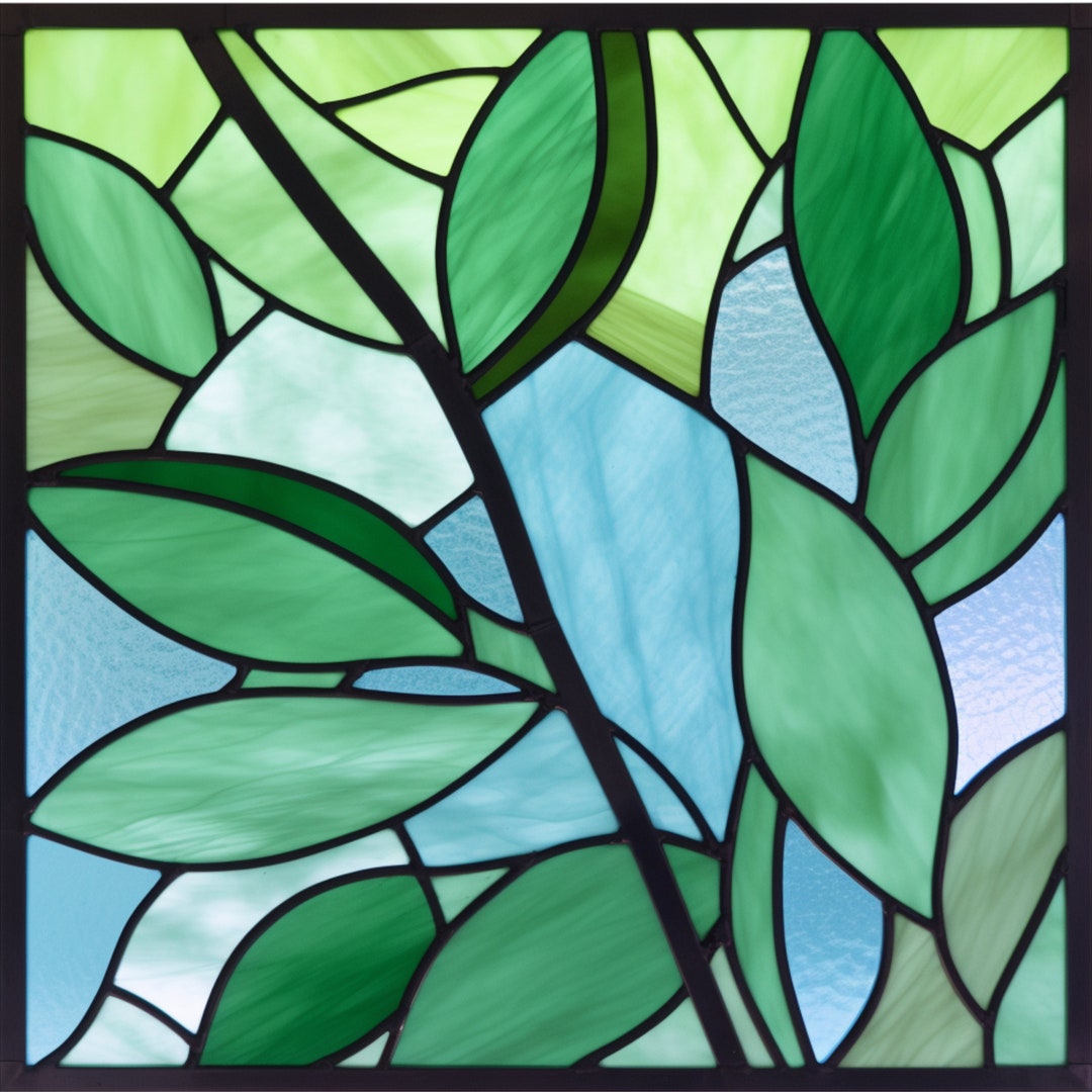Leaf Stained Glass Pdf And Png Template Beginner Stained Glass Project Stained Glass Pattern