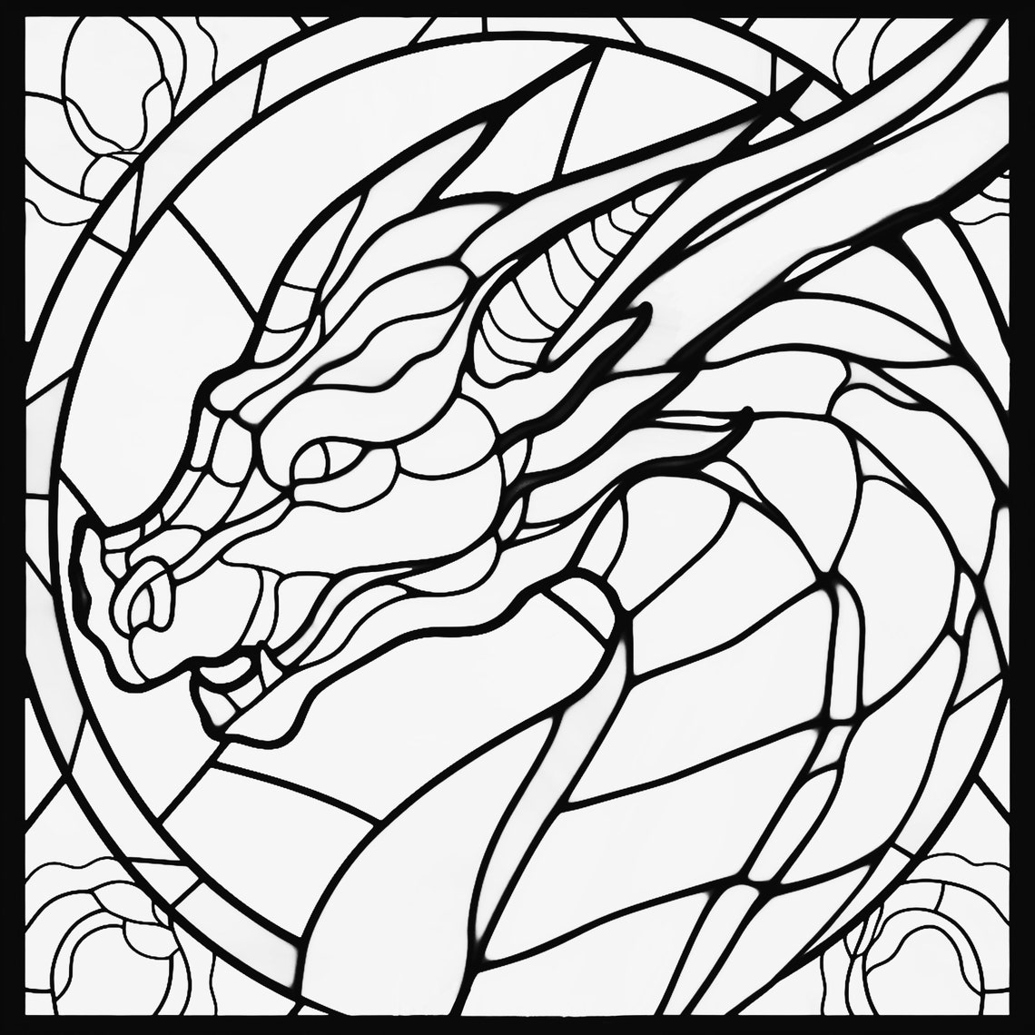 Strawberry Dragon Stained Glass PDF and PNG Template, Intermediate ...