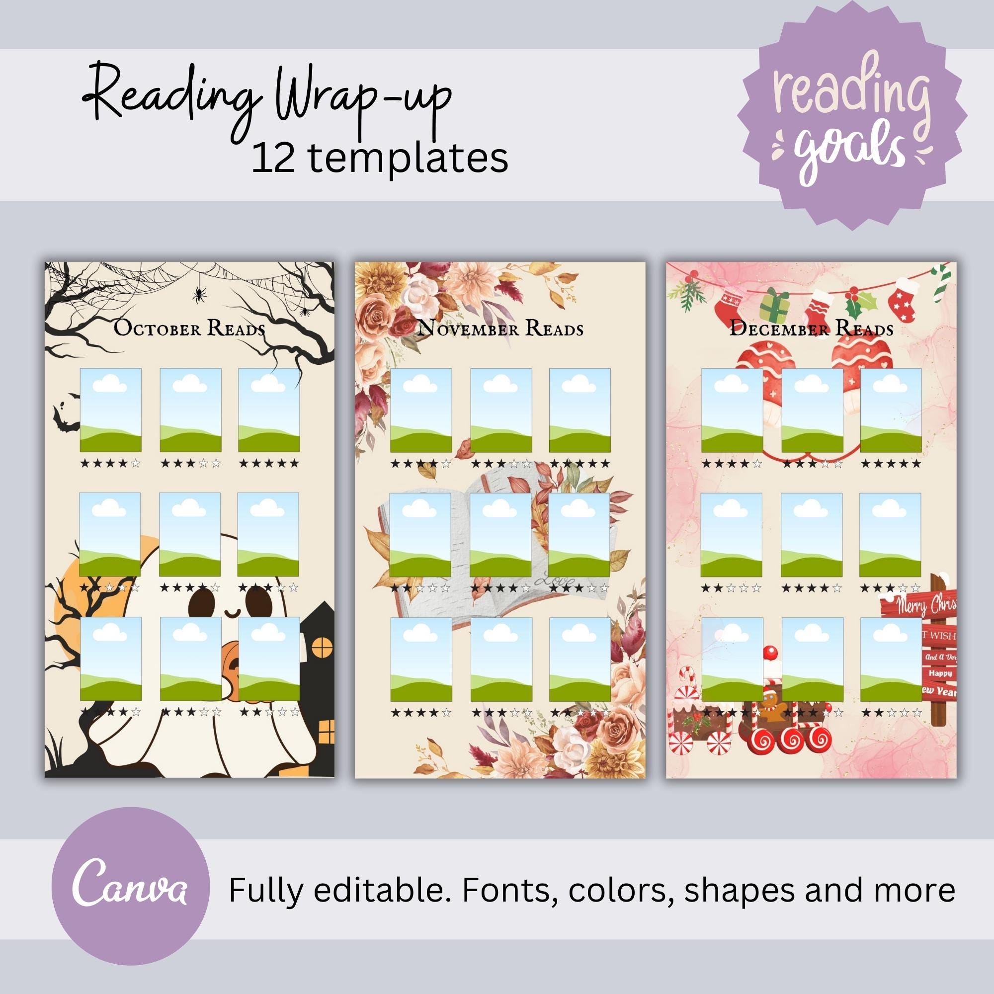 Bookish 12 Monthly Reading Template,instagram Story Monthly Wrap-up ...