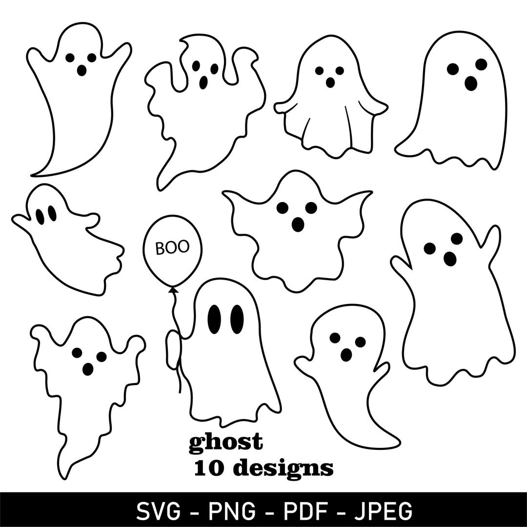 Ghost Svg, Png, Jpg, Pdf, Ghost Bundle, Halloween Ghosts, Cute Ghosts ...