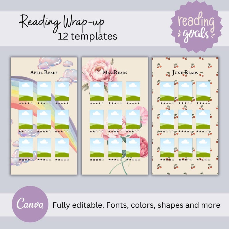 Bookish 12 Monthly Reading Template,instagram Story Monthly Wrap-up ...