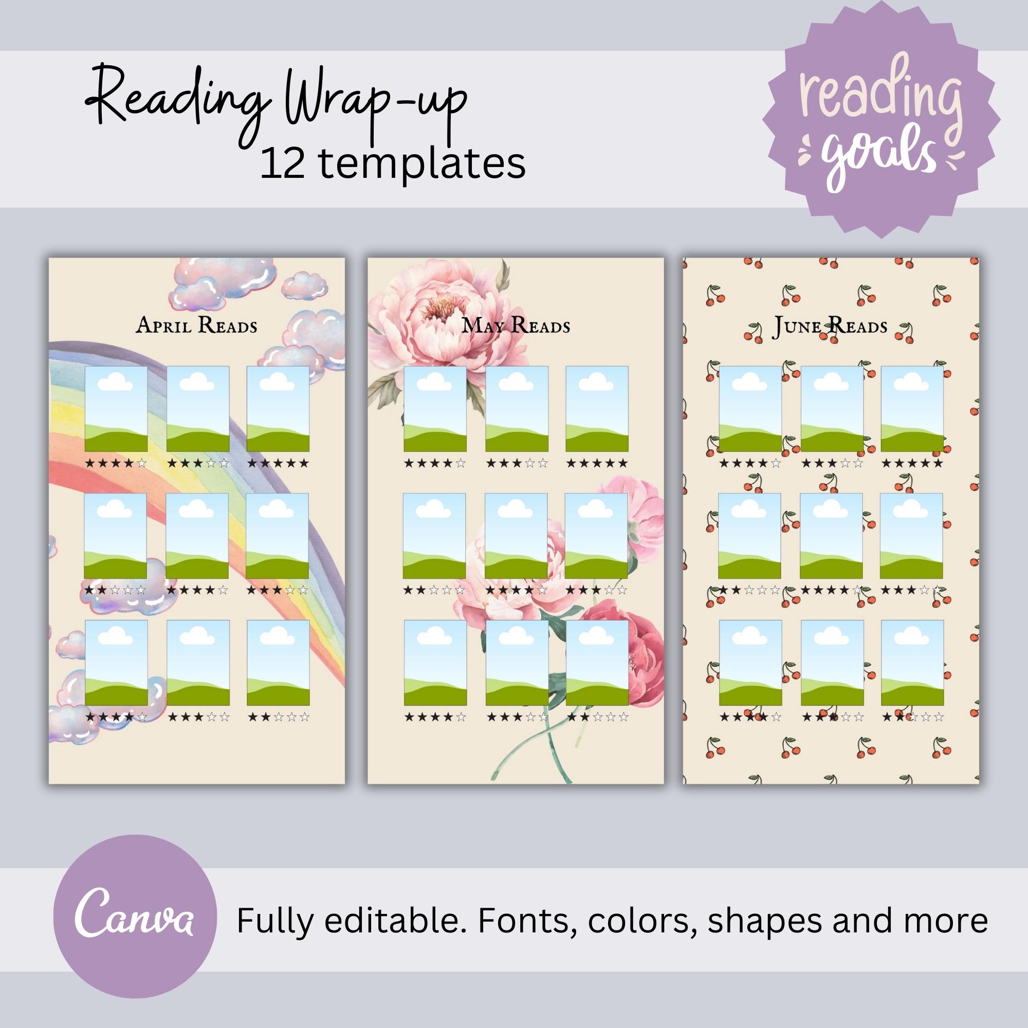 Bookish 12 Monthly Reading Template,instagram Story Monthly Wrap-up ...