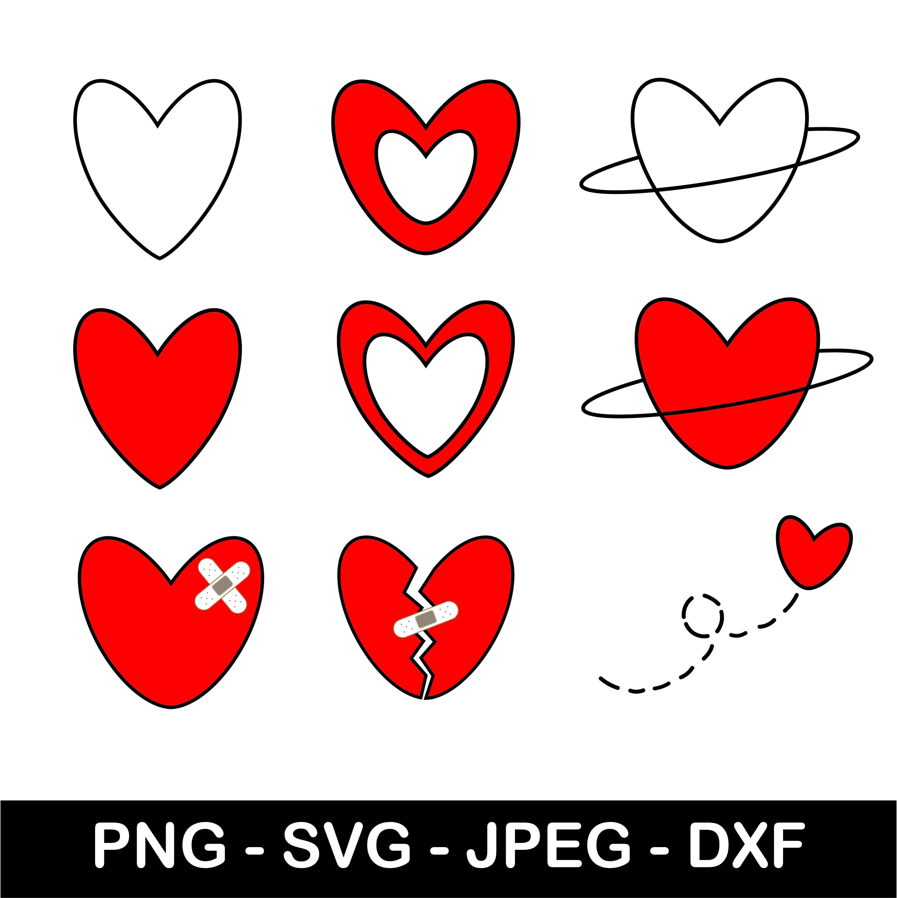 Hearts Svg Bundle, Heart Outline Svg, Heart Cut Files, Heart Clipart ...