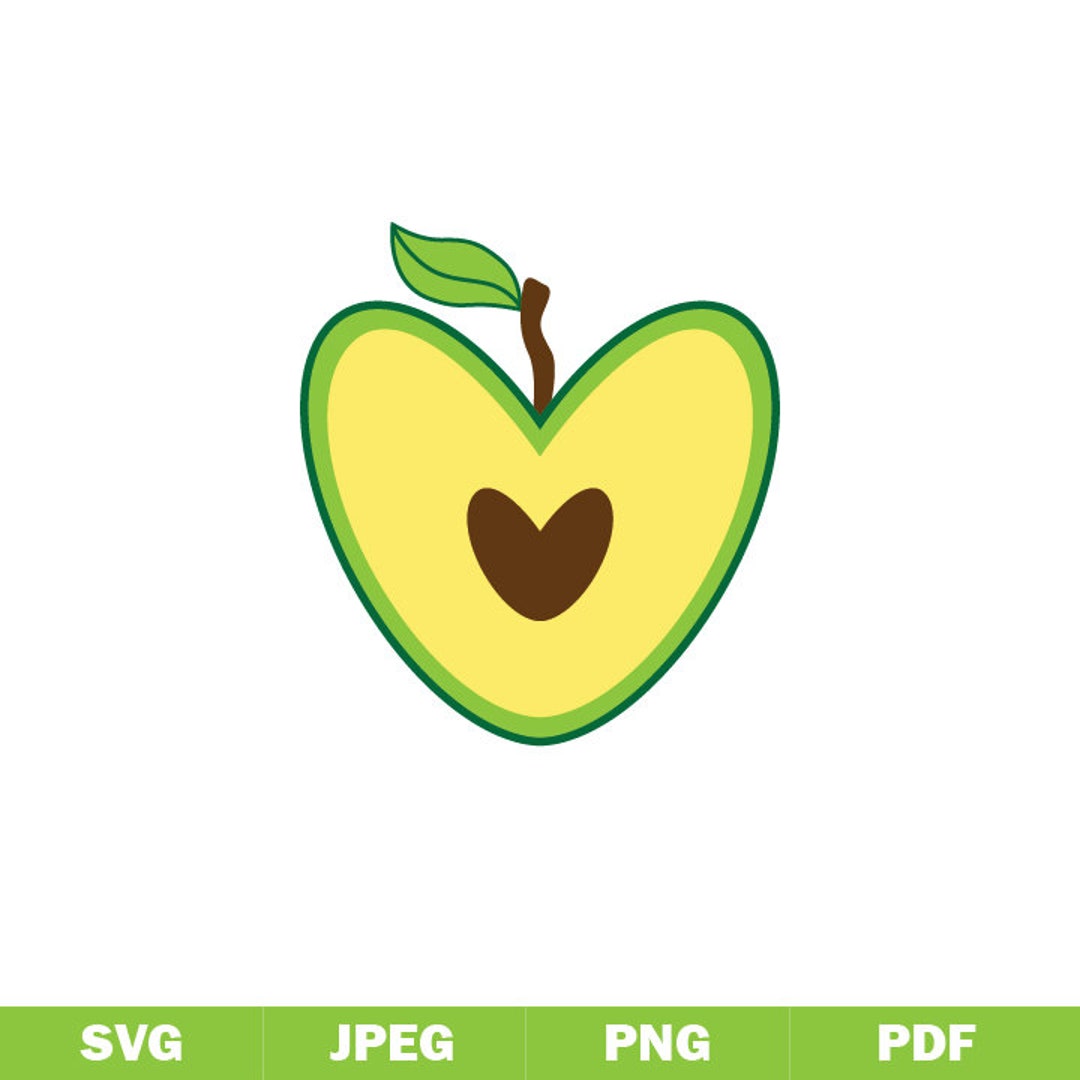 Avocado Heart DIGITAL DOWNLOAD Svg Png Jpeg Pdf Instant Digital ...