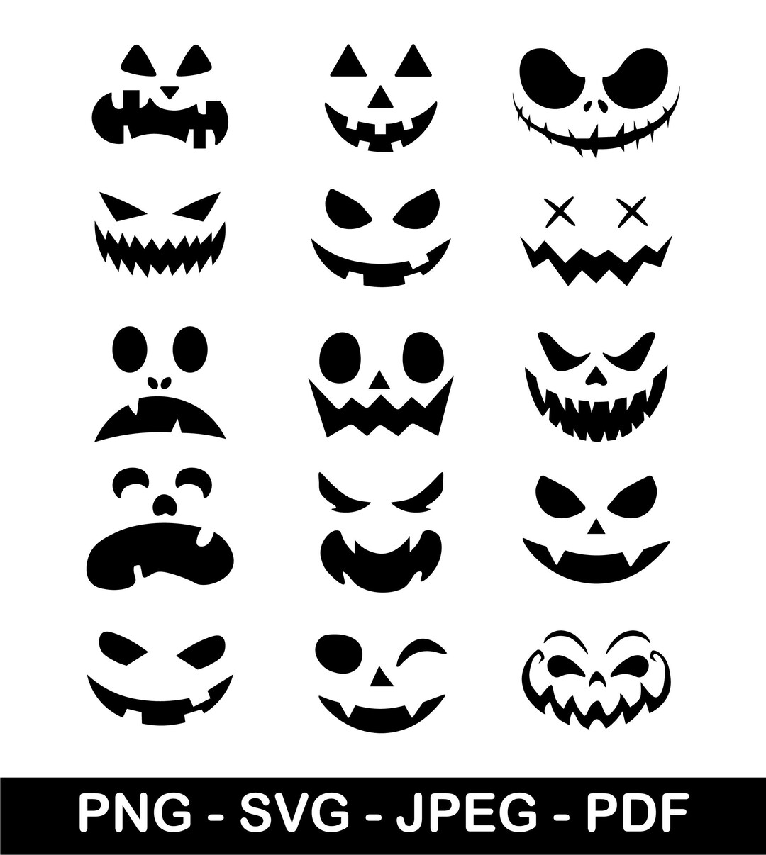 Pumpkin Face SVG Bundle, Pumpkin Face PNG Bundle, Pumpkin Face Clipart ...