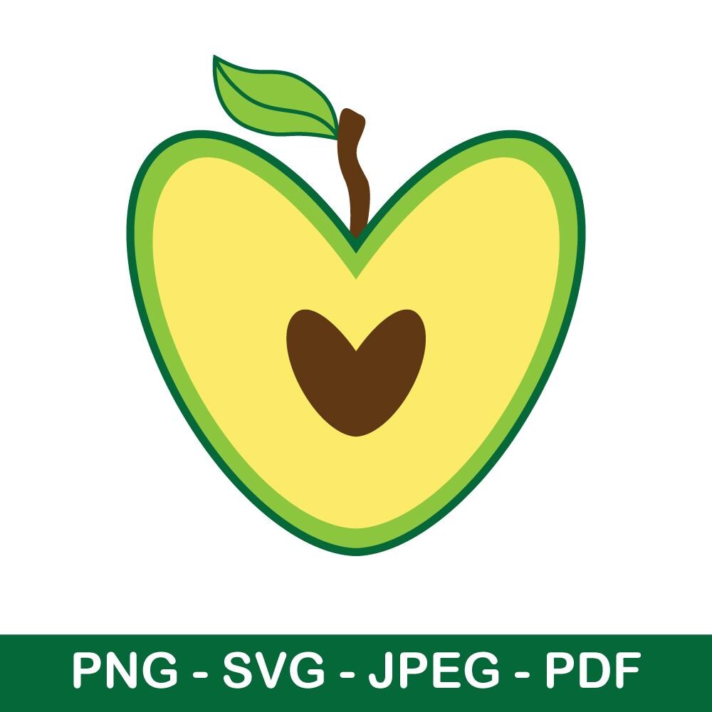 Avocado Heart DIGITAL DOWNLOAD Svg Png Jpeg Pdf Instant Digital ...