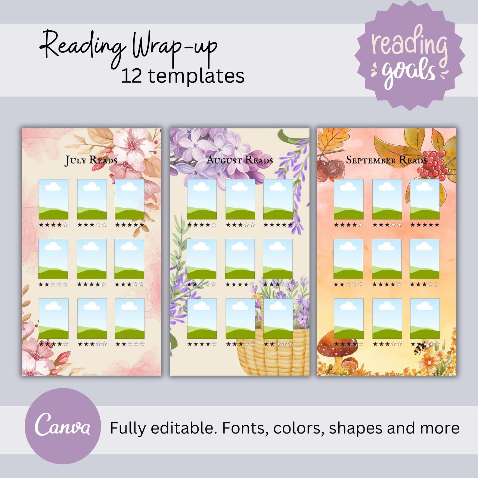 Bookish 12 Monthly Reading Template,instagram Story Monthly Wrap-up ...