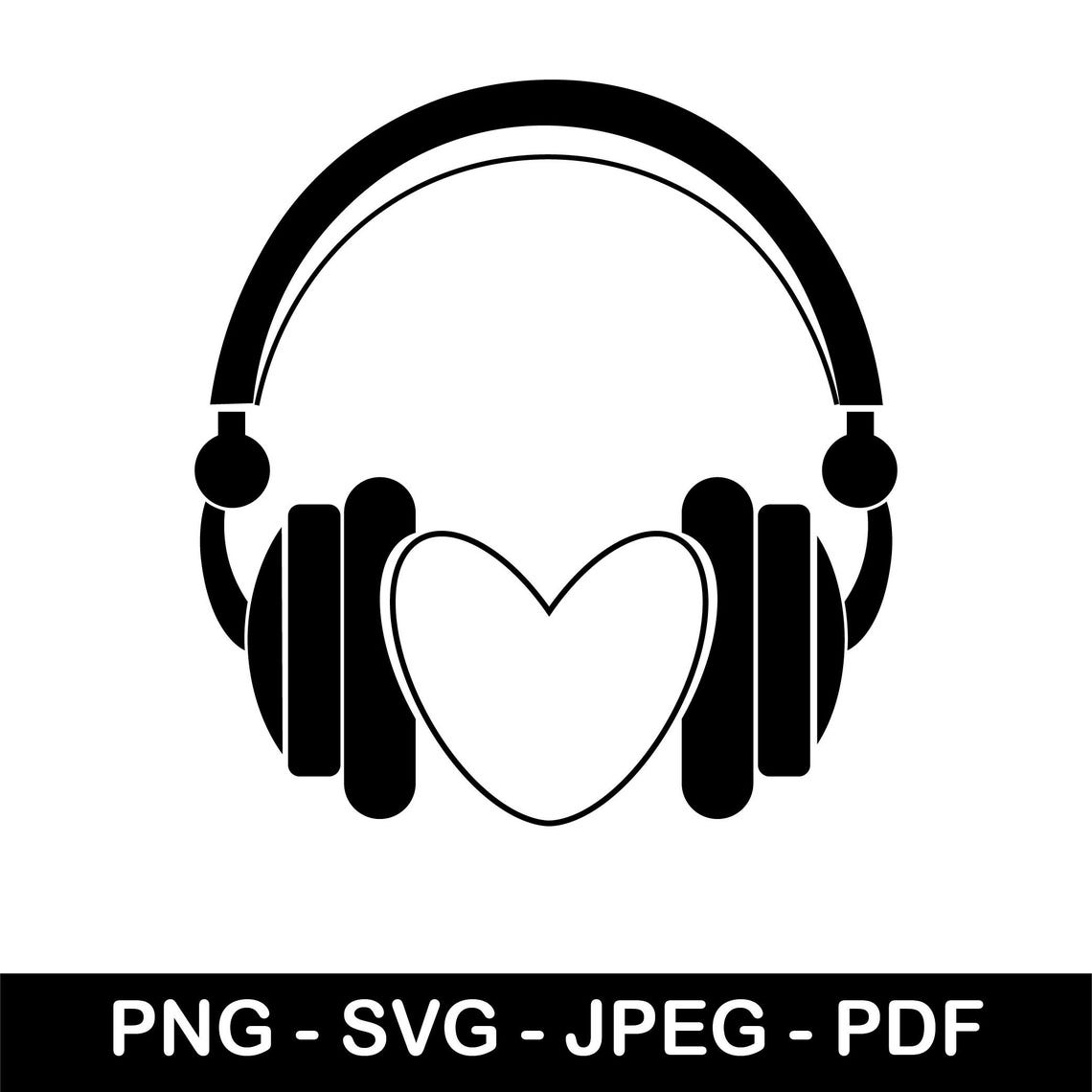 Heart With Headphones, Headphones Png, Heart With Headphones Svg, Heart ...
