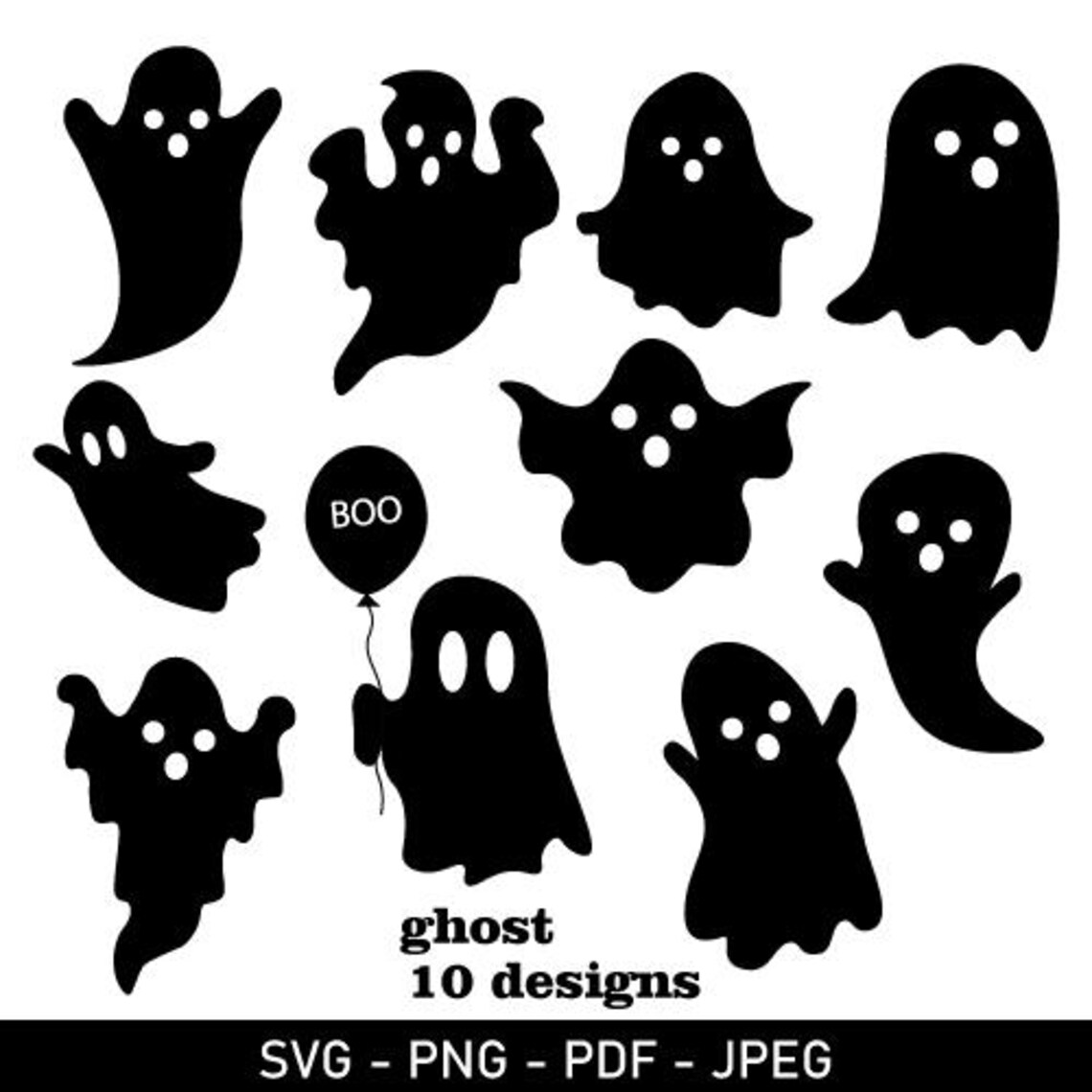 Ghost Svg, Png, Jpg, Pdf, Ghost Bundle, Halloween Ghosts, Cute Ghosts ...