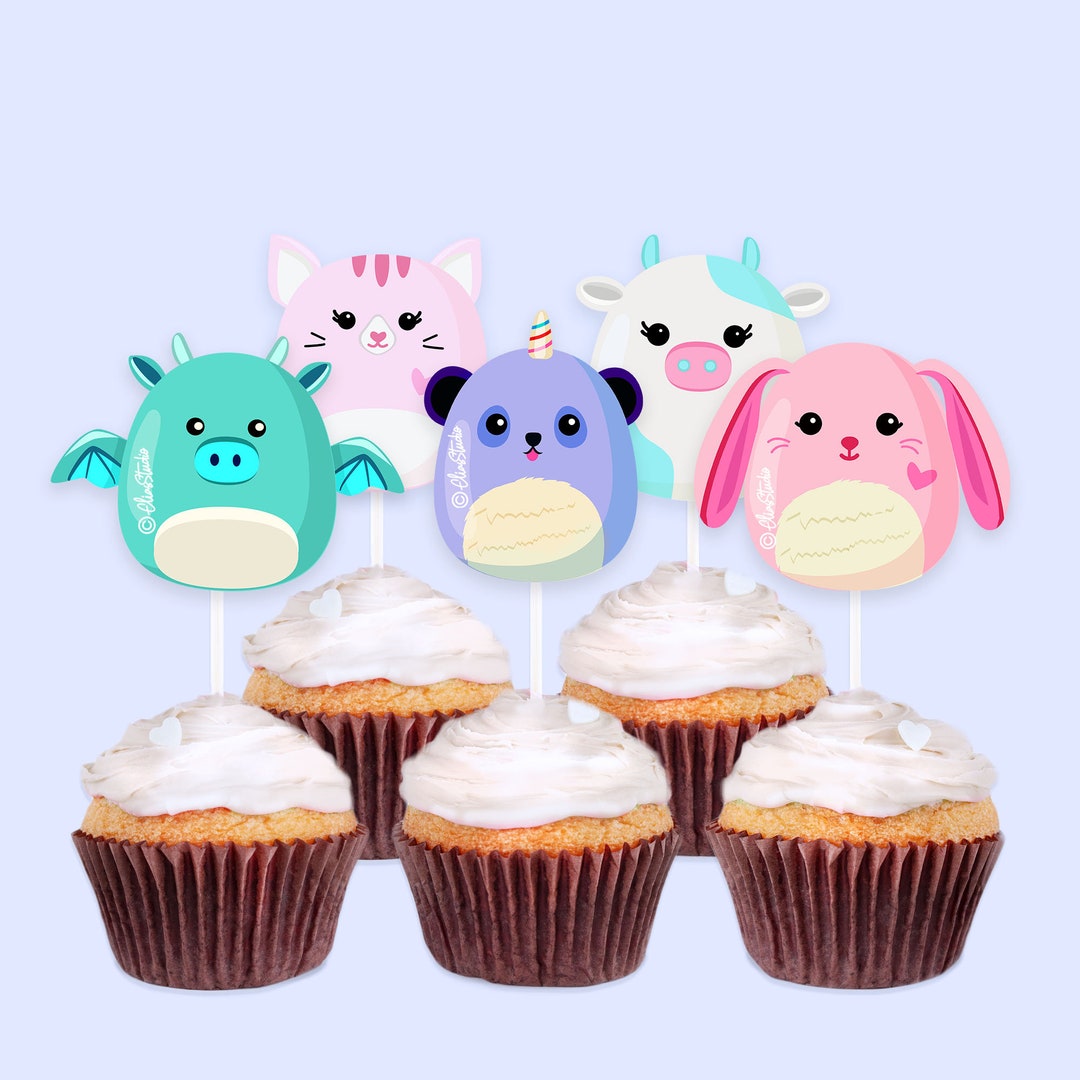 Squishmallow Birthday Cupcake Toppers Girl, Squishy Birthday Decoration ...