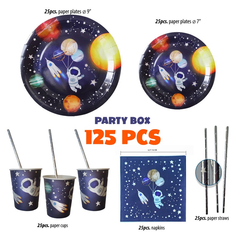 Space Birthday Decorations, Party Plates Set, Tableware Set, Space ...