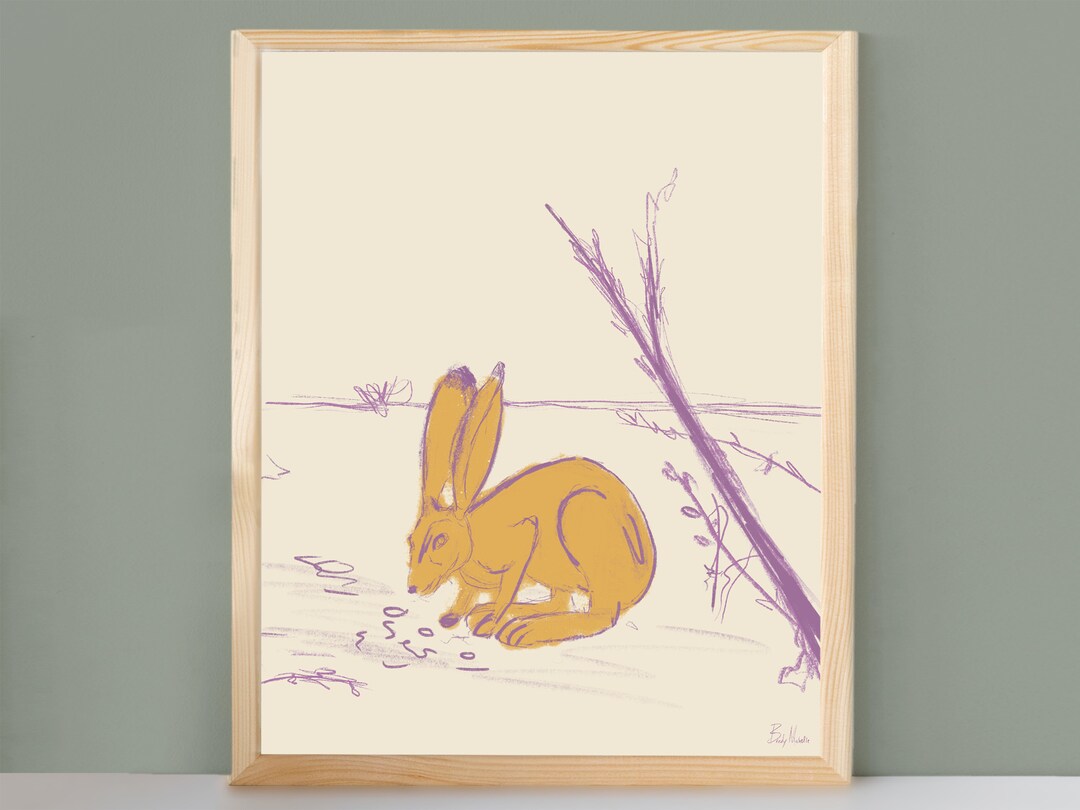 Yellow and Purple Hare Sketch Digital Art Print File Downloads, Unique ...