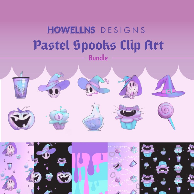 Pastel Goth Cute Halloween Clip Art Bundle - Etsy
