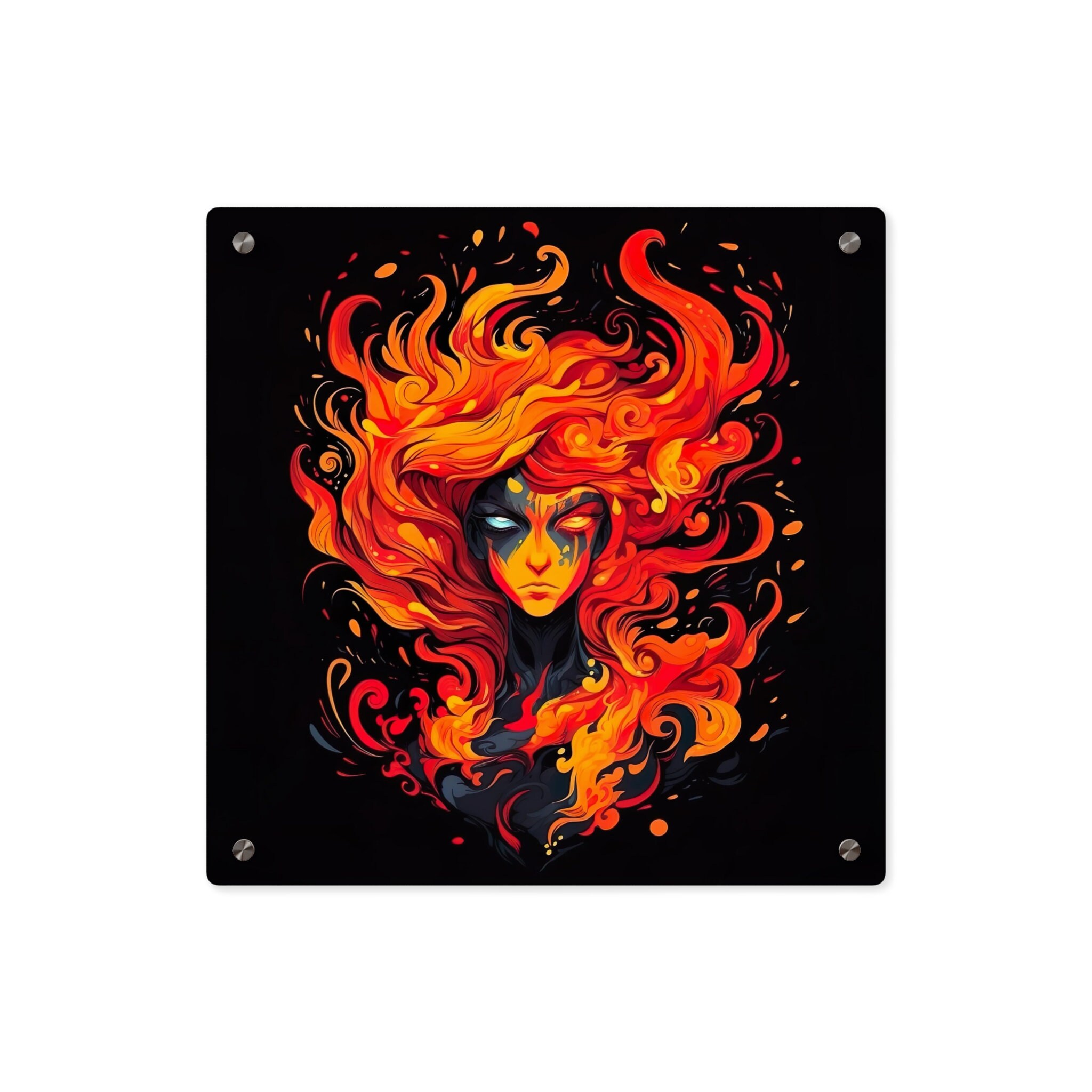 Scarlet Blaze Fiery Female Fire Elemental Acrylic Wall Art - Etsy