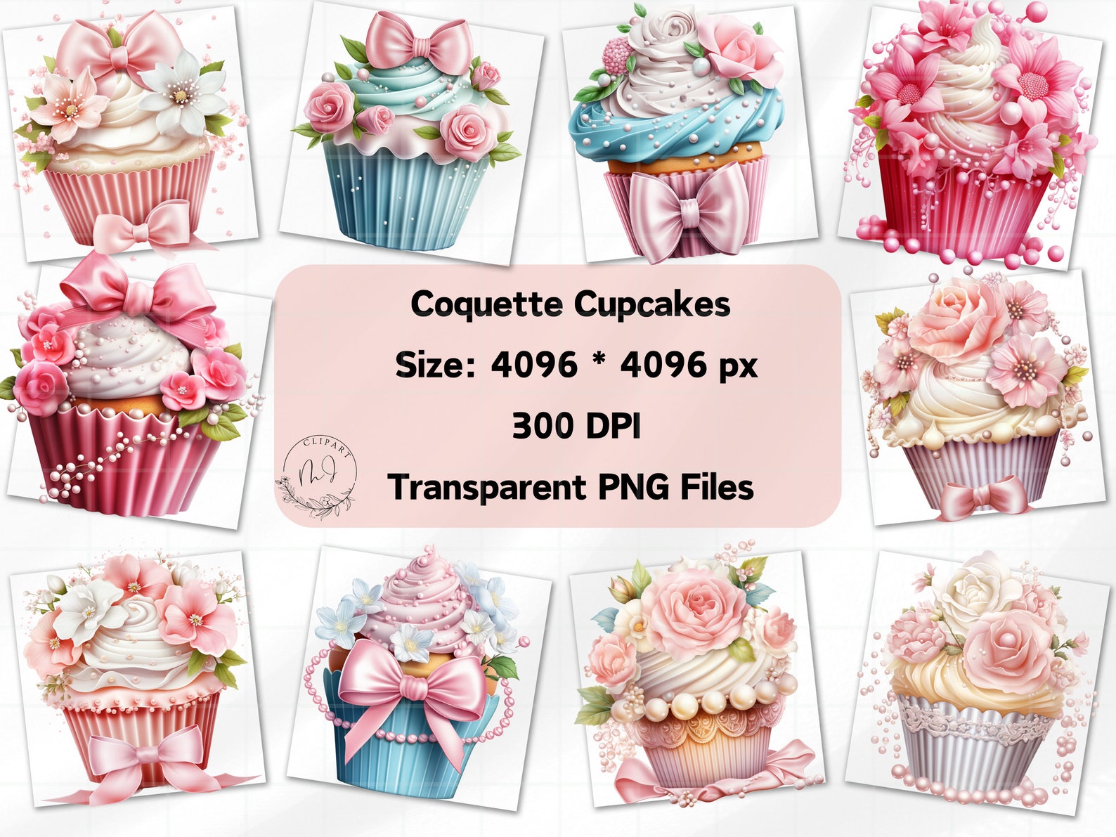 Coquette Cupcakes Clipart, Baking Clipart, Dessert Clipart, Coquette ...