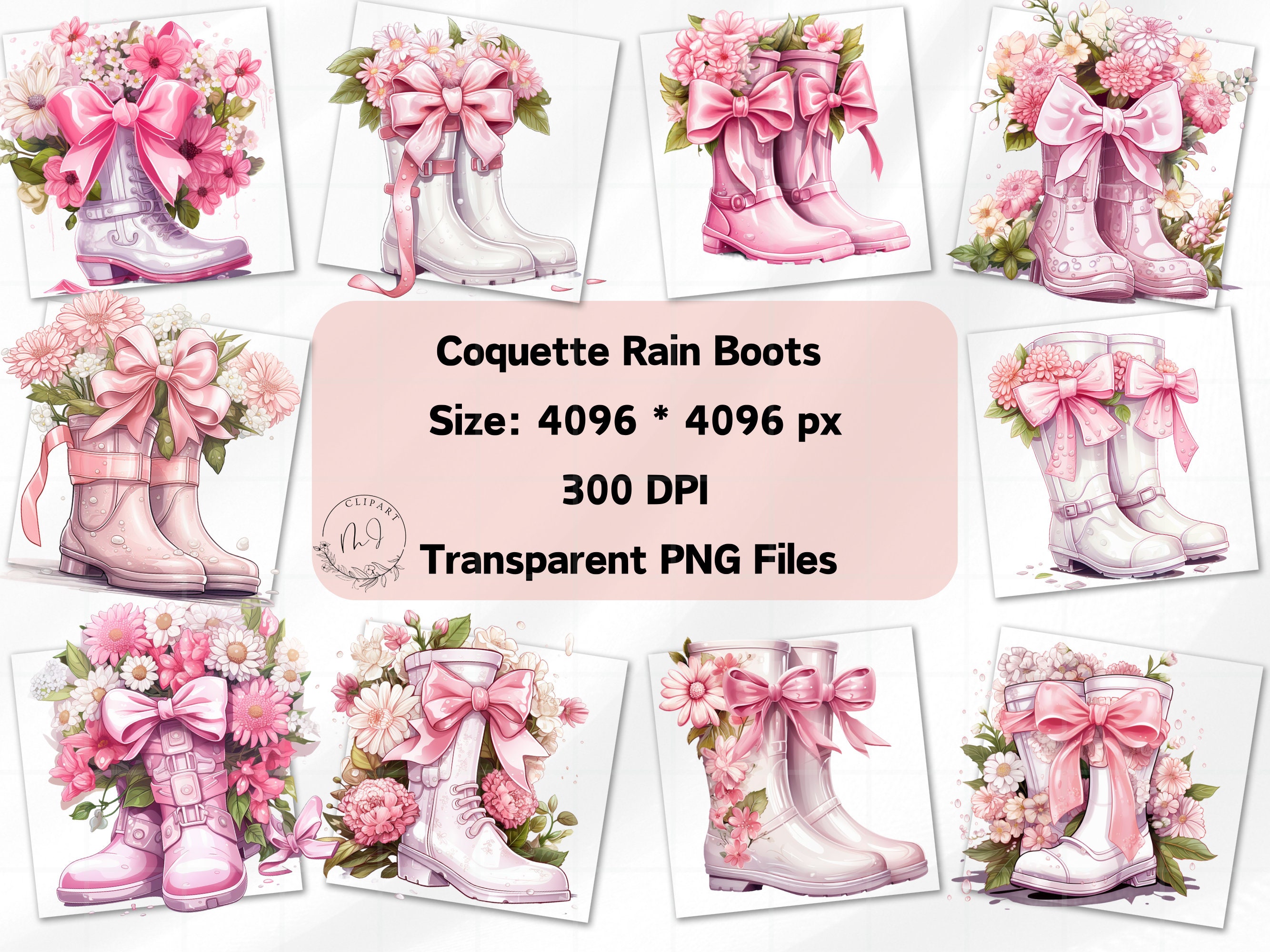 Coquette Rain Boots Clipart Bundle, Spring Rain Boots, Spring Clipart ...