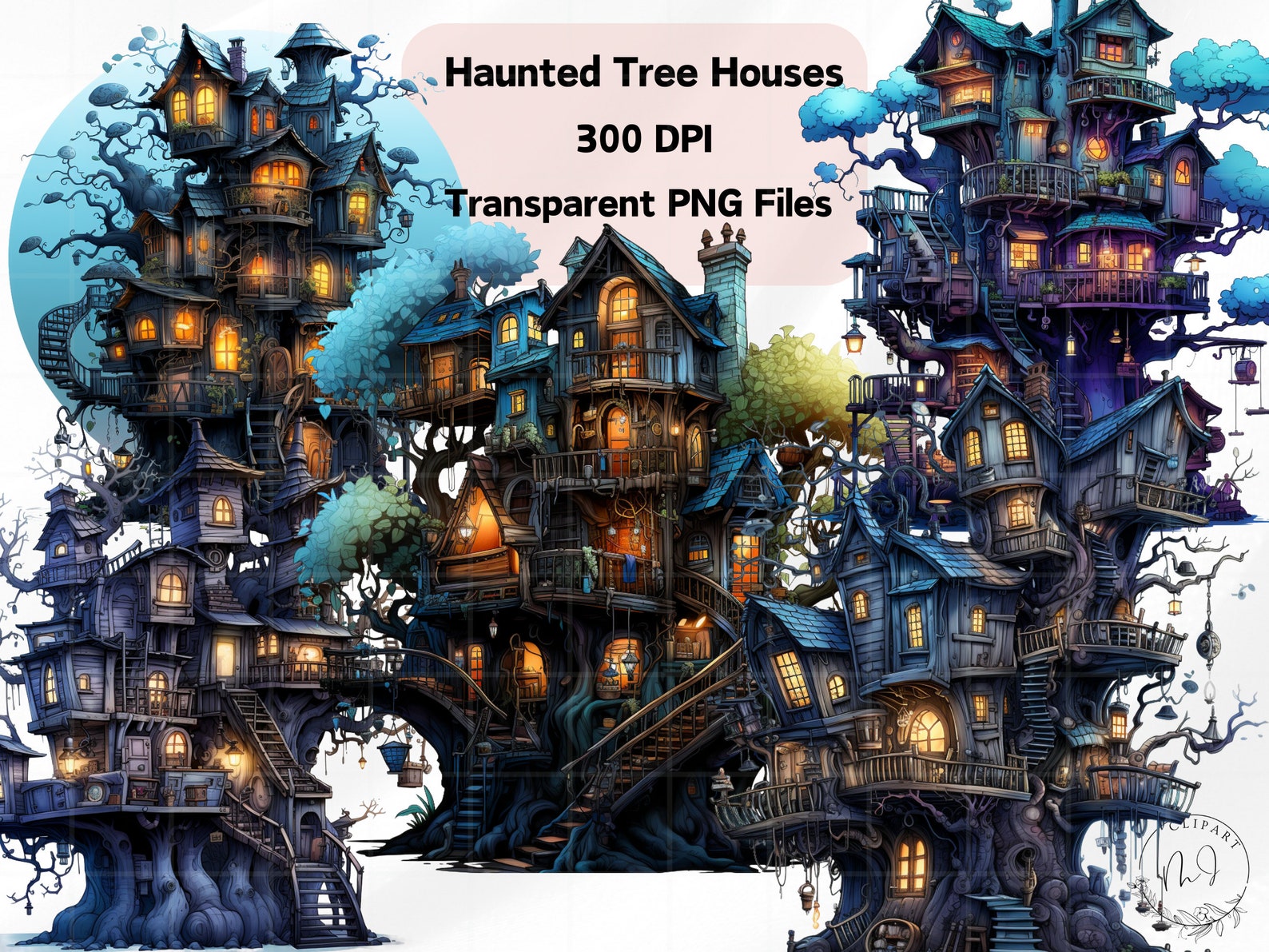 Haunted Tree House PNG, Halloween Tree House, Haunted Mansion ...